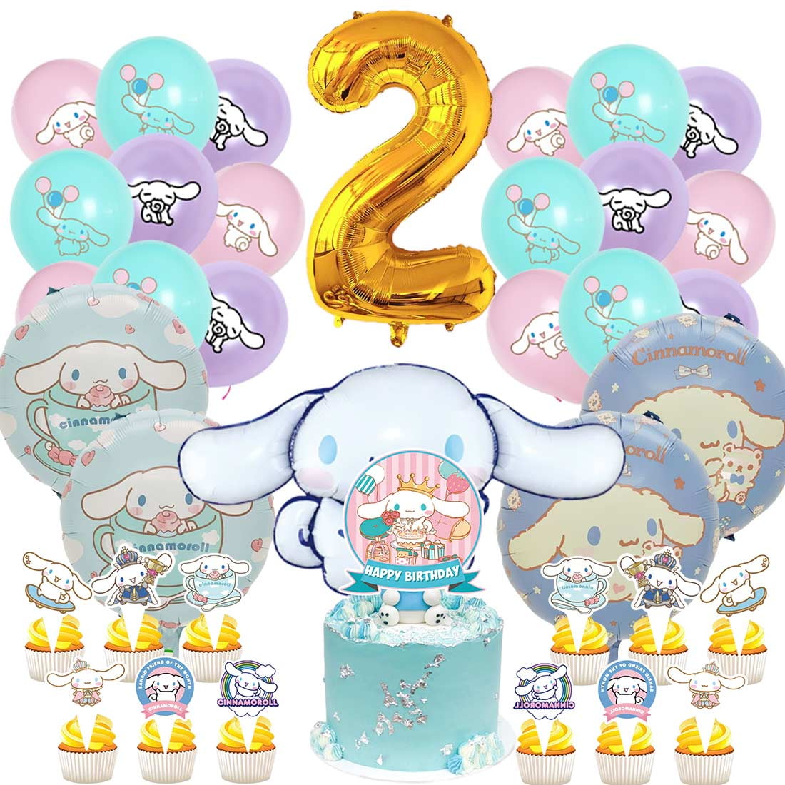 Cinnamoroll Party Supplies 2nd Decor Kit Balloons Birthday Cake Topper ...