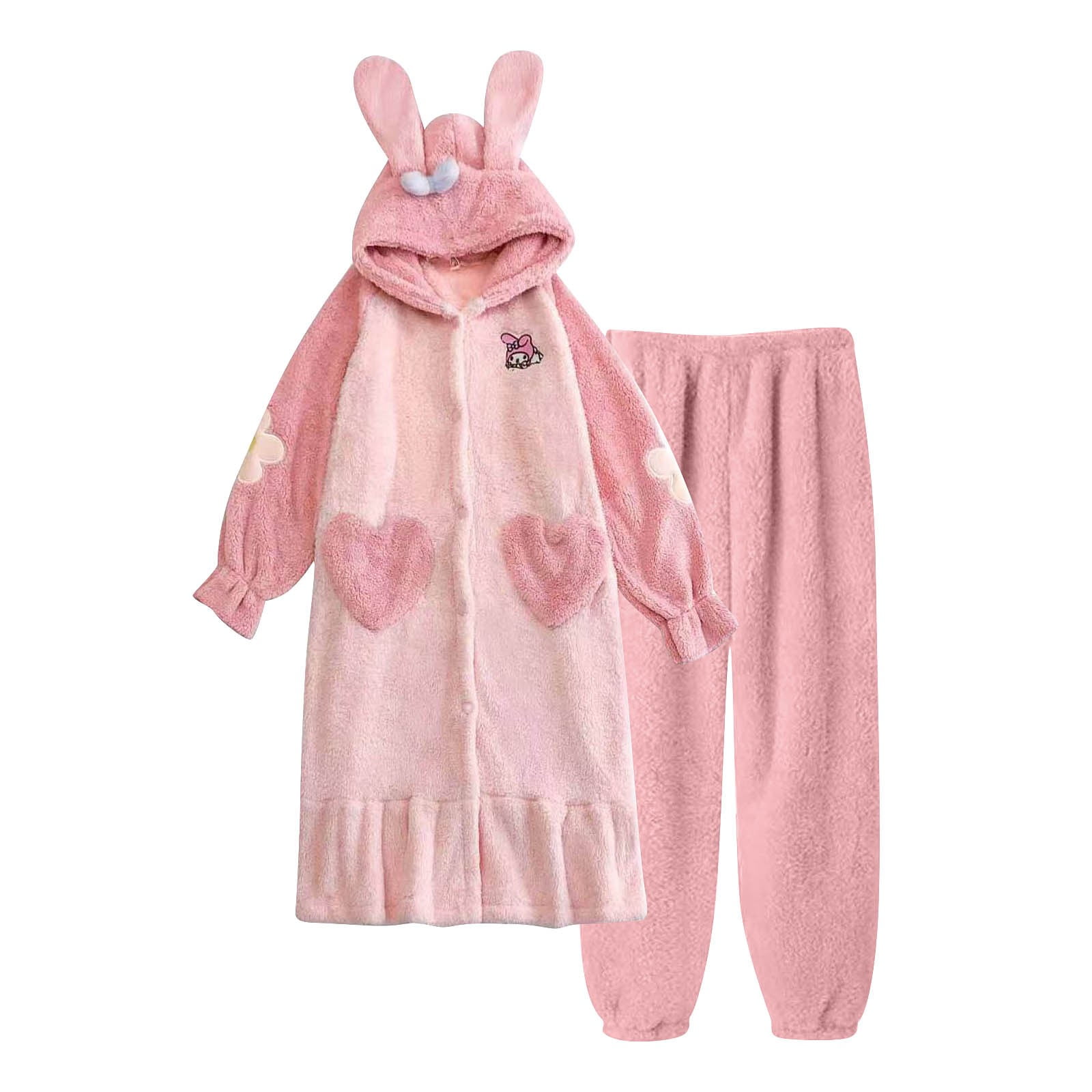 Cinnamoroll Robe, Cute Pajamas Onesies Women Warm Plush Sleepwear Robe ...
