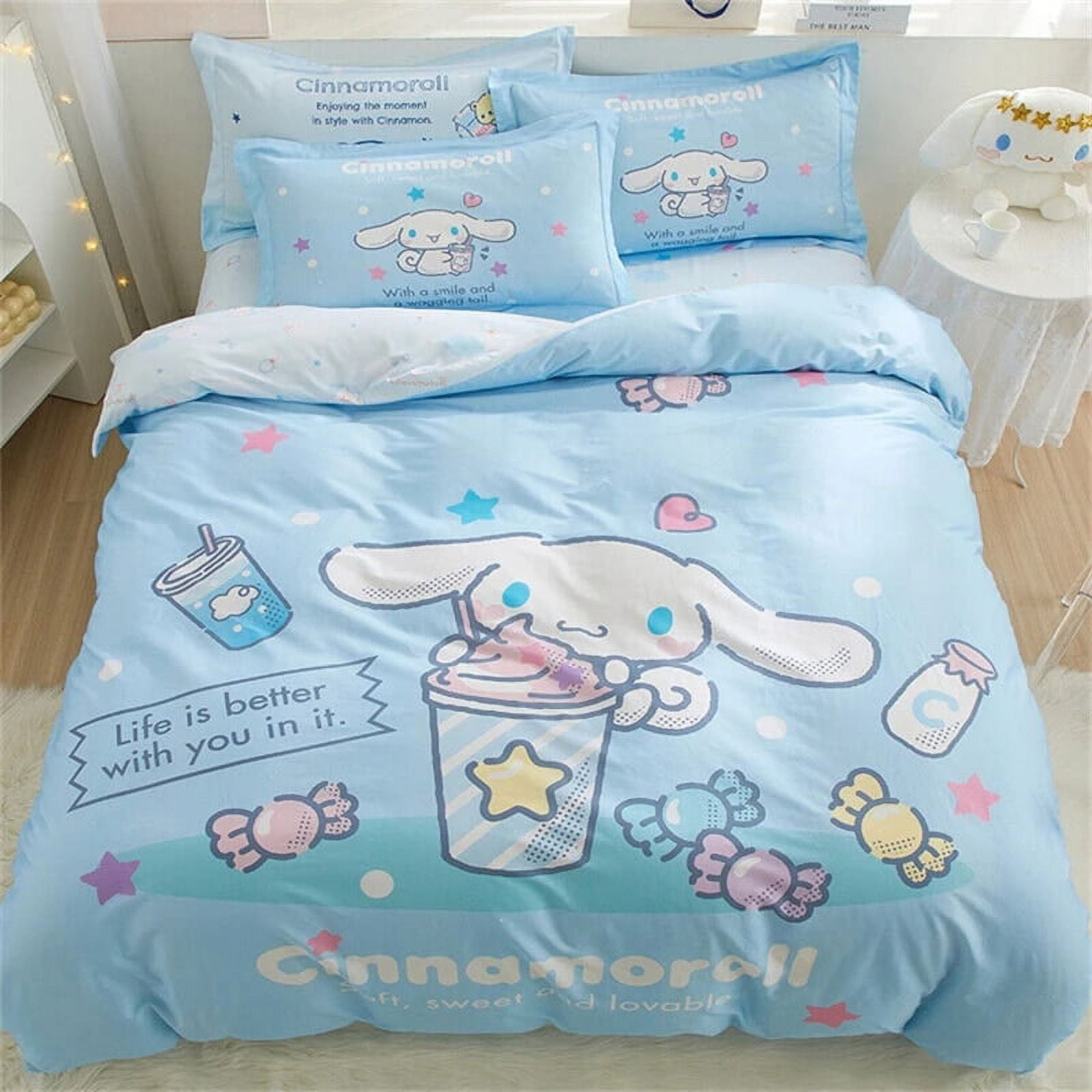 Cinnamoroll Sanrio Duvet Cover Light Blue Gifts Teen Bedding Set Single ...