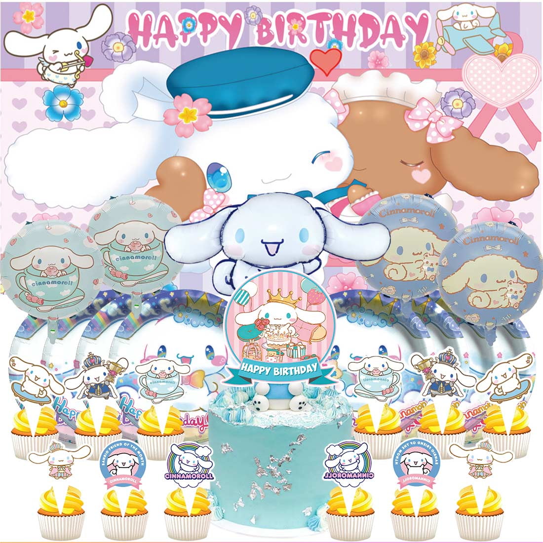 Cinnamoroll Supplies Plates Decoration Backdrop Banner Birthday Decor ...