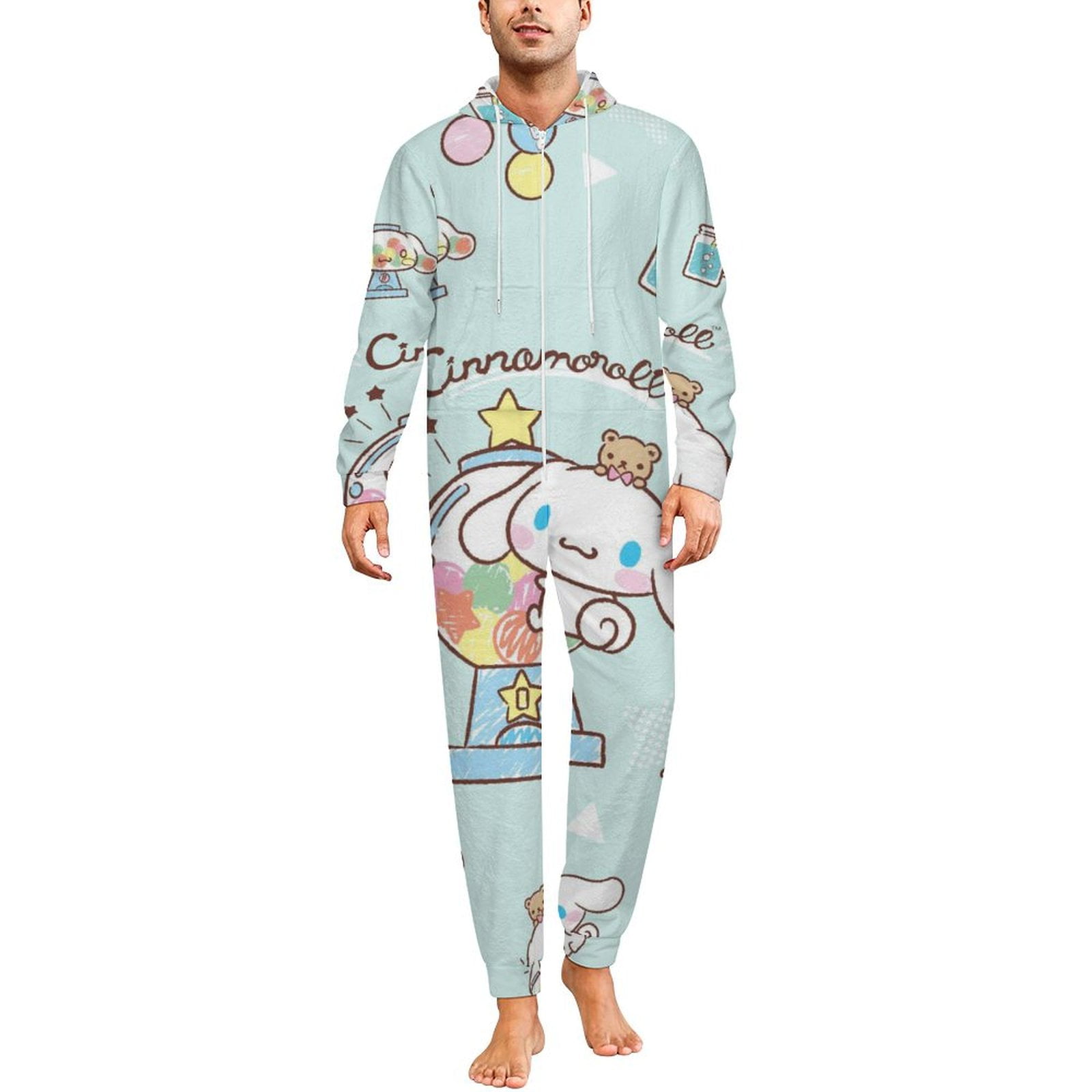 Cinnamoroll Unisex Onesie Pajamas Zipper Jumpsuit Hooded One Piece ...