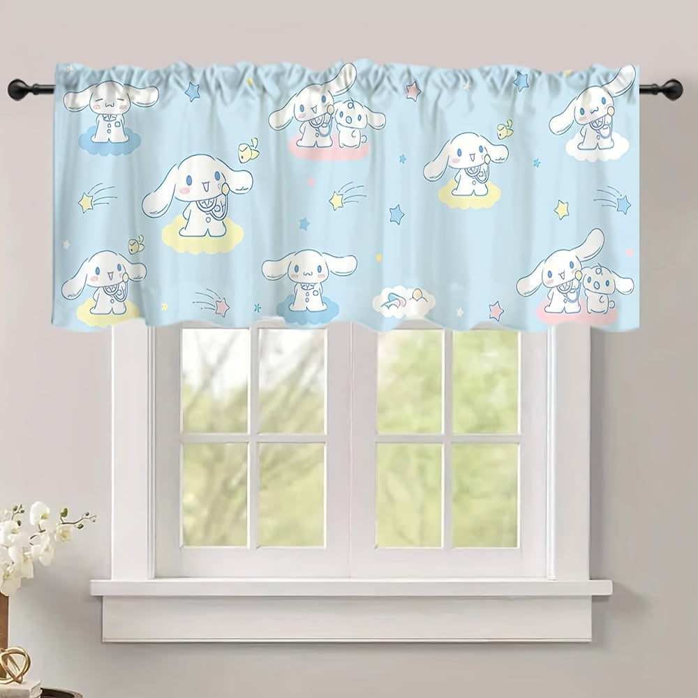 Cinnamoroll Window Valance, Cartoon Dog Animal Print Star Clouds Kitten ...