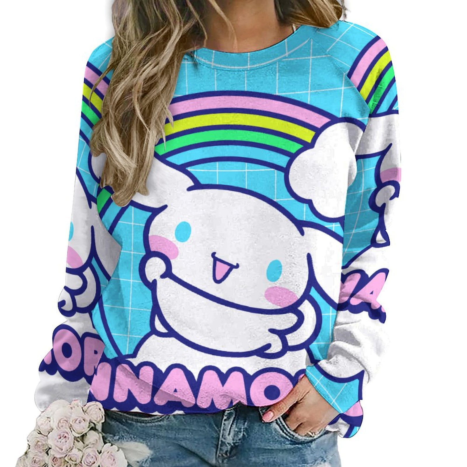 Cinnamoroll Women's tops cartoon round neck sweatshirt M - Walmart.com