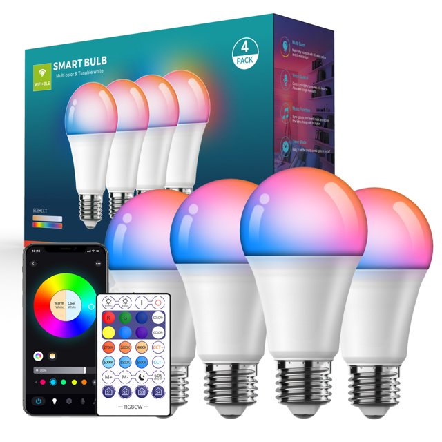 Cinny Smart Light Bulbs, WiFi Full Color Changing Light Bulb, Music ...