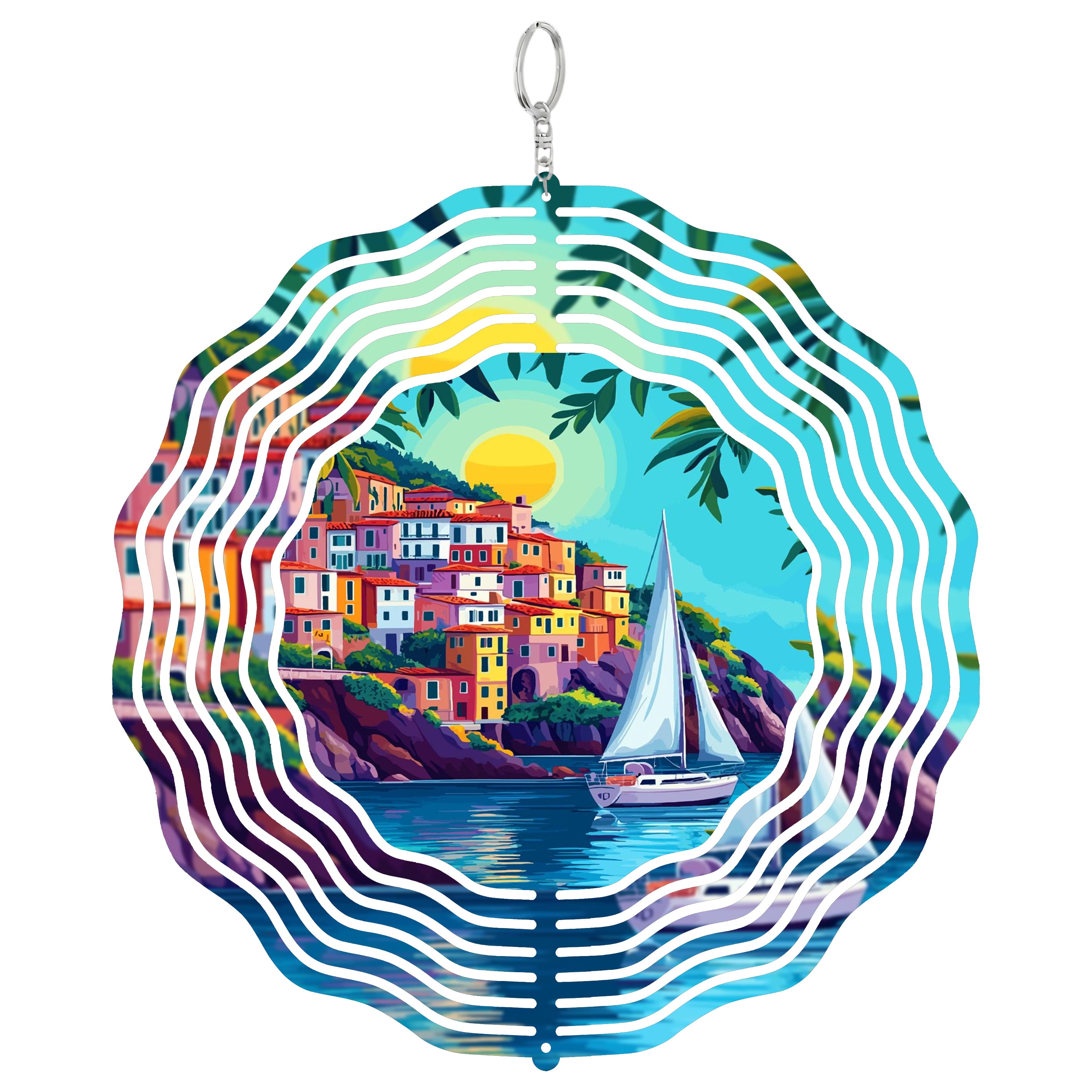 Cinque Terre Coast 3D Wind Spinner Stainless Steel Kinetic Art Garden ...