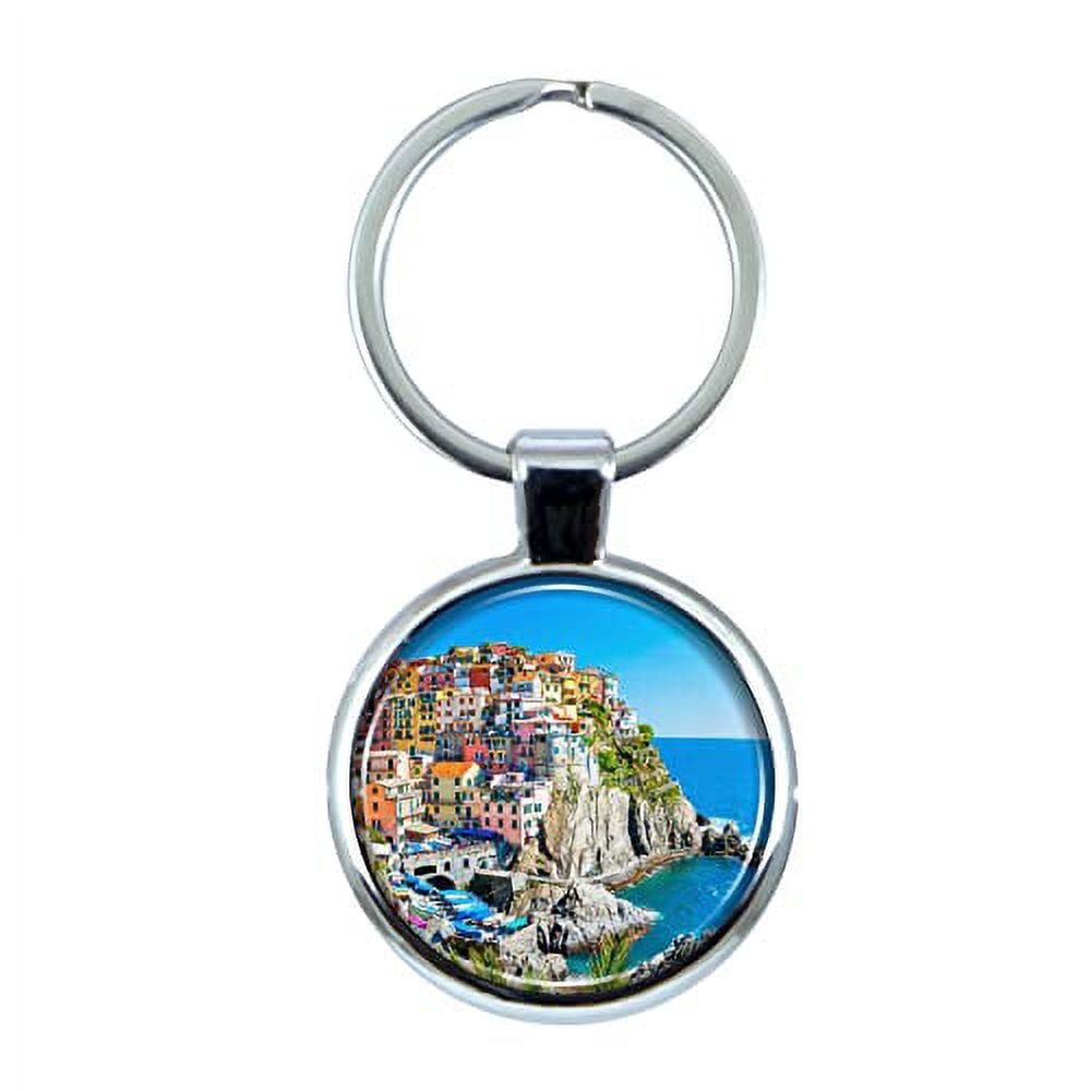 Cinque Terre Italy Keychain with Epoxy Dome and Metal Keyring - Walmart.com