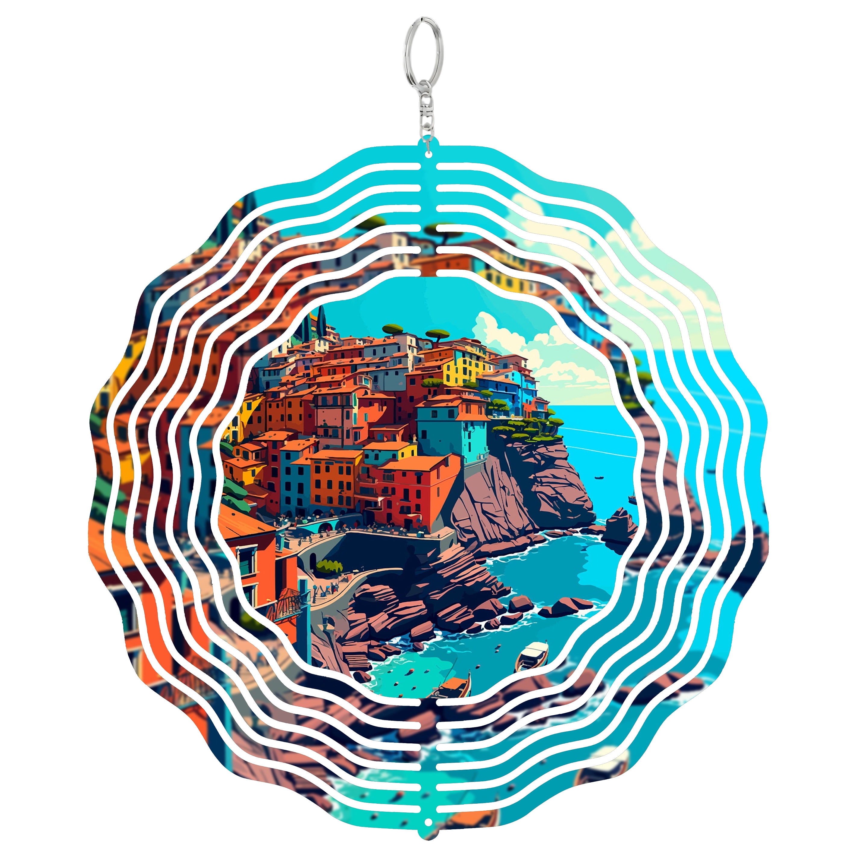 Cinque Terre Italy Vernazza 3D Wind Spinner Metal Kinetic Hanging Art ...