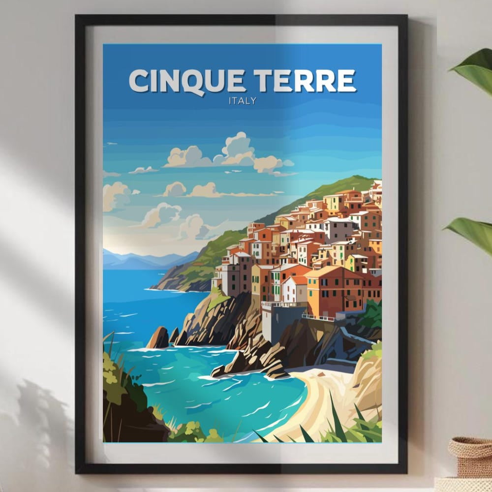 Cinque Terre Poster: Italian Riviera Coastal Art Home Decor Office Wall ...
