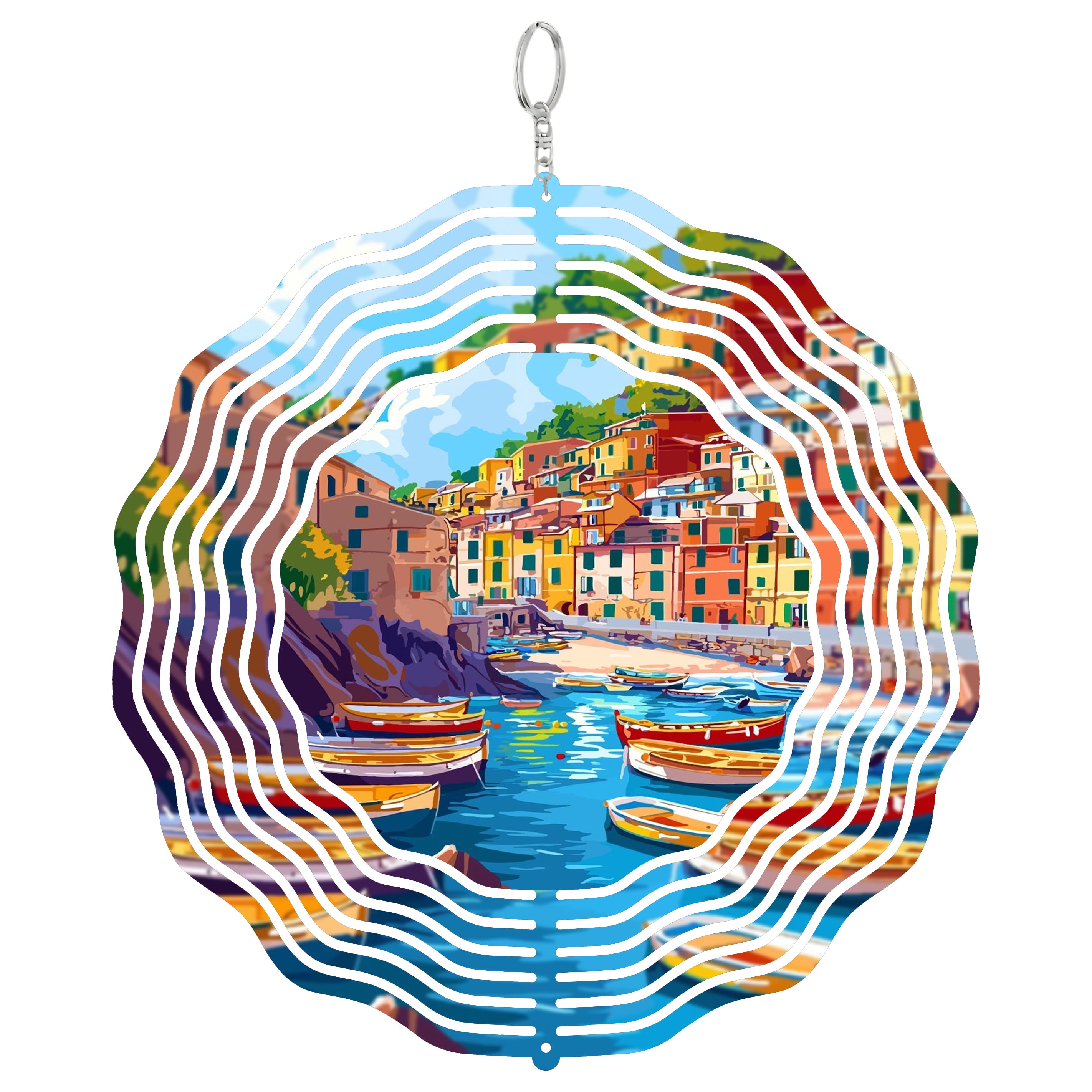 Cinque Terre View 3D Wind Spinner Stainless Steel Kinetic Yard Art ...