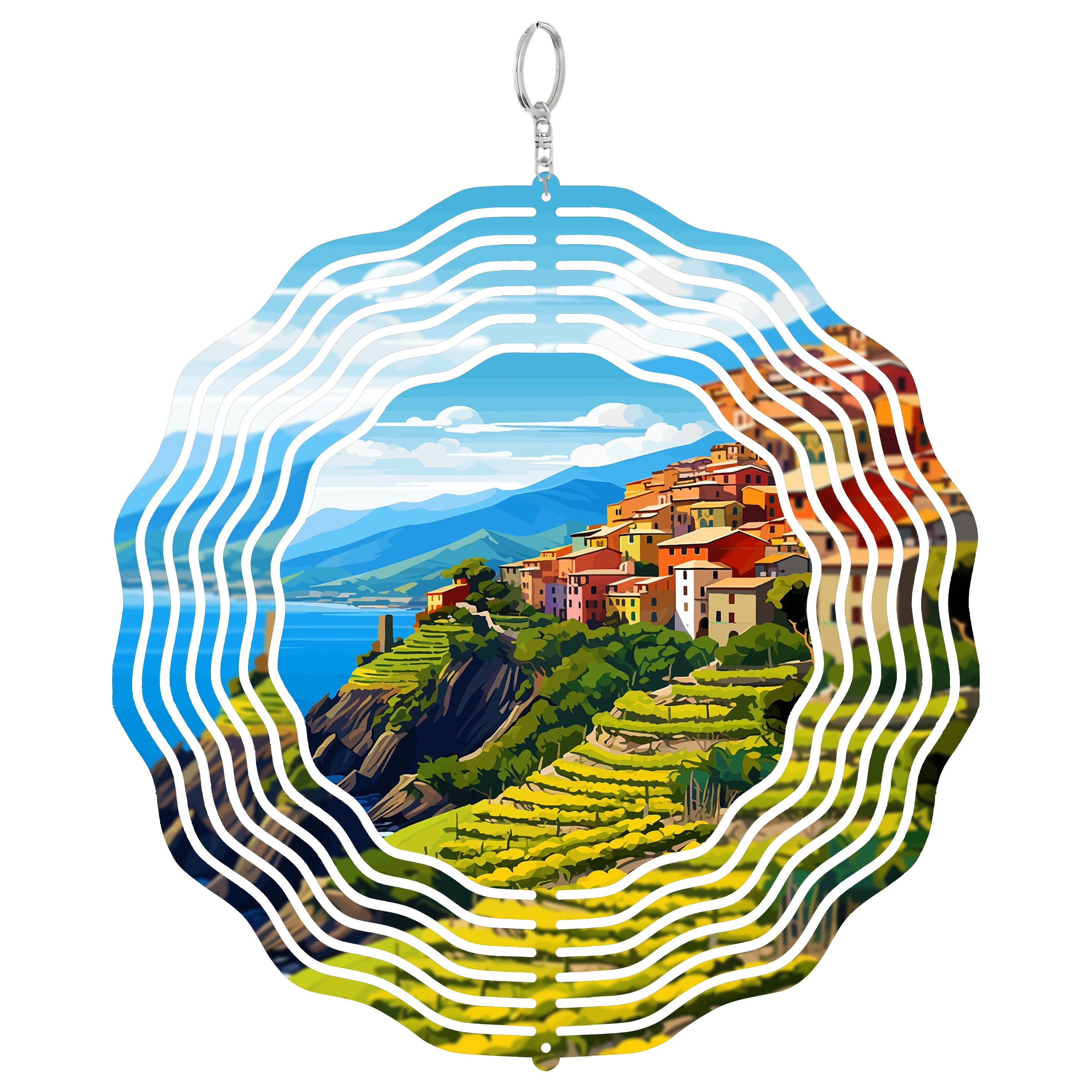 Cinque Terre Villages 3D Wind Spinner Metal Hanging Ornament Outdoor ...