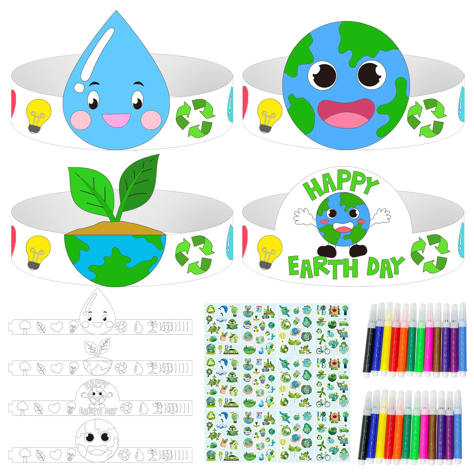 Cinrobiye 24 Set Earth OIF8 Day Crafts Kit，Save The Planet Headbands ...