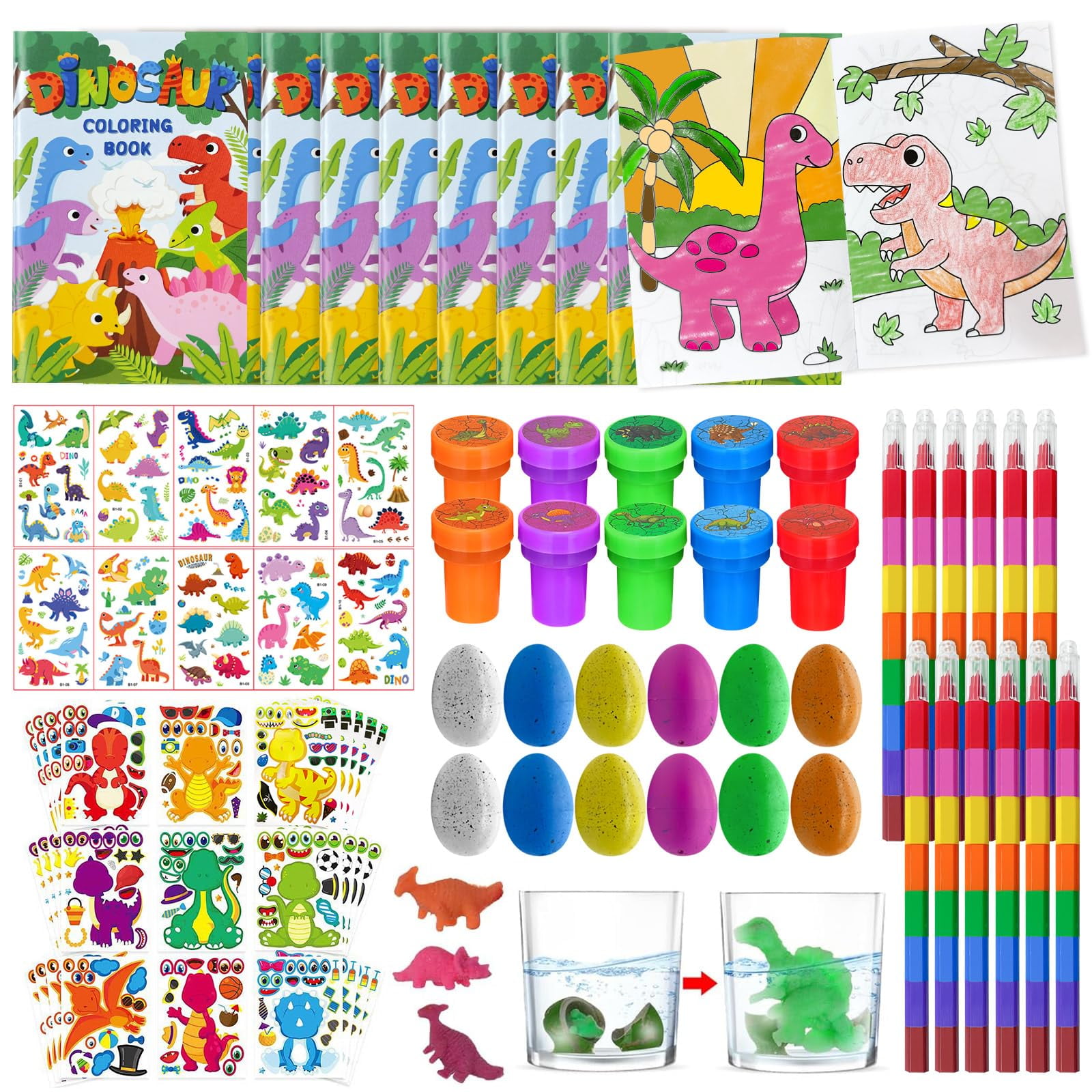 Cinrobiye 72 Pcs Dinosaur Coloring Book Party Favors with Crayons ...