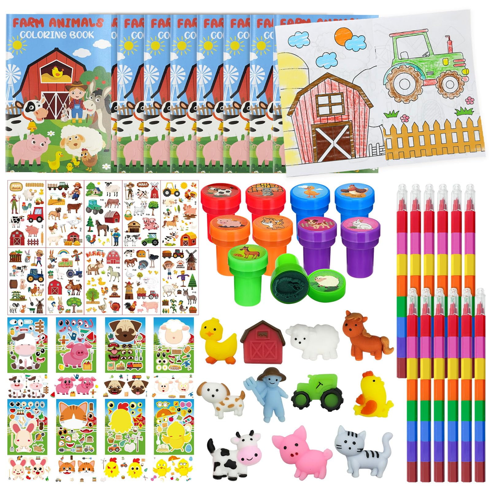 Cinrobiye 72 Pcs Farm Animal Coloring Book Party Favors Set, Barnyard ...