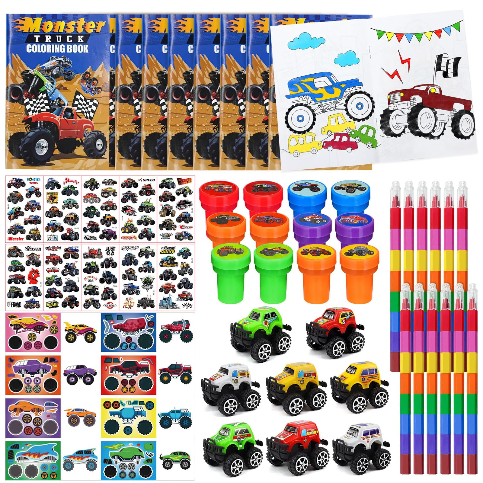 Cinrobiye 72 Pcs Monster Party Favors Bulk, Car Coloring Books with ...