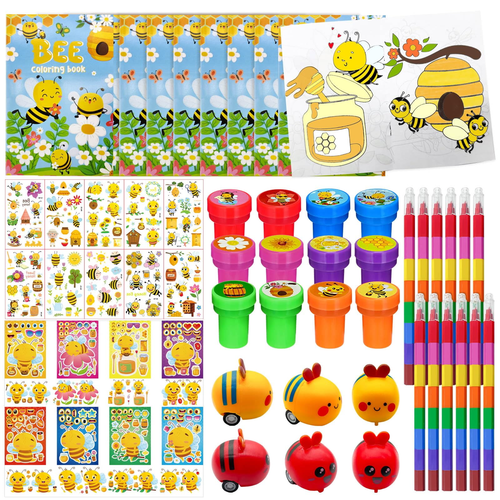 Cinrobiye 72Pcs Bee Coloring Book with Crayons Bulk,Honey Party Favors ...
