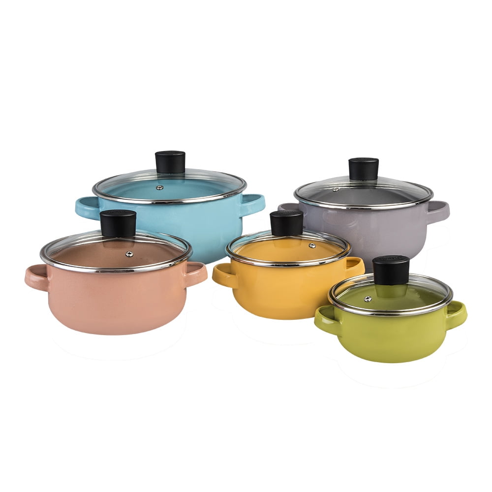 Cinsa 10-Piece Cookware Set, Premium Enamel on Steel Pots with Lids ...