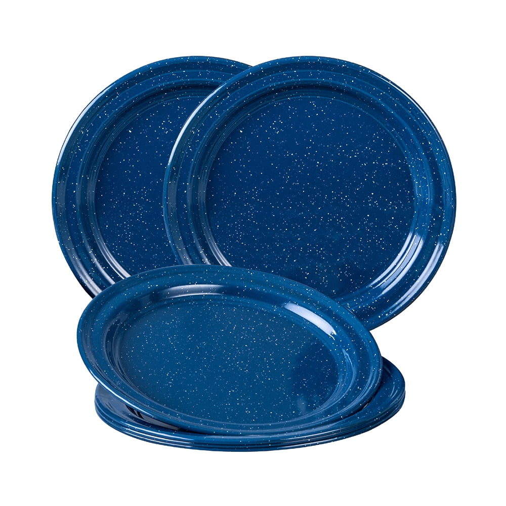 Cinsa 6 Piece Plate Set 10 Inch Enamelware Plates for Indoor & Outdoor ...