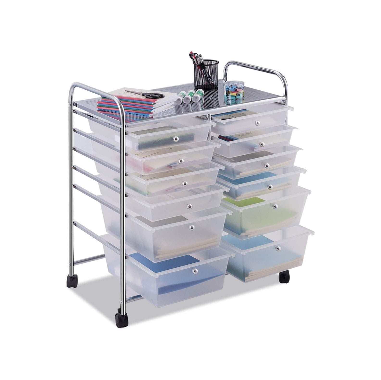 CintBllTer 12-Drawer Organizer Cart Tools, Office School Paper ...