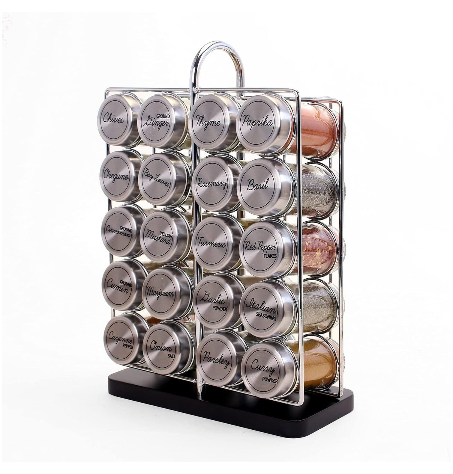 CintBllTer 20 Jar Spice Rack Stainless Steel Filled with Spices ...