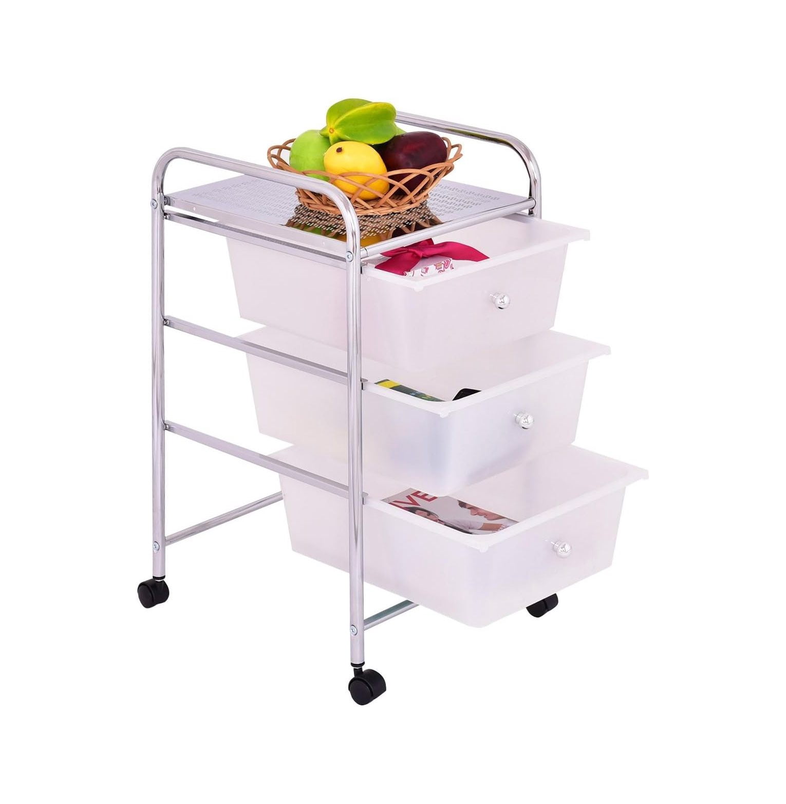 CintBllTer 3-Drawers Cart Organizer Storage, Rolling Storage Cart with ...