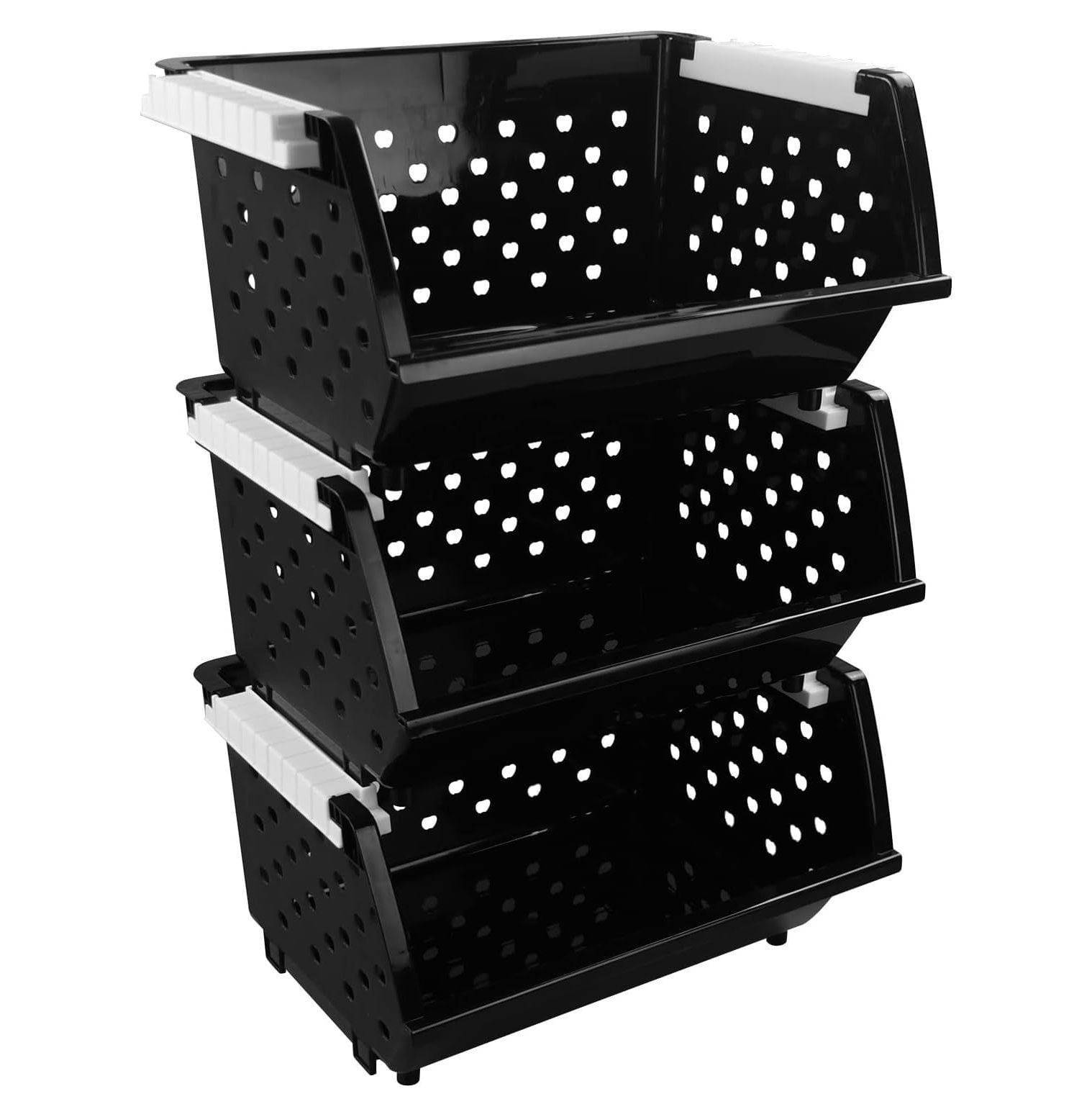 CintBllTer 3-Pack Plastic Stackable Organizer Basket, Stacking Storage ...