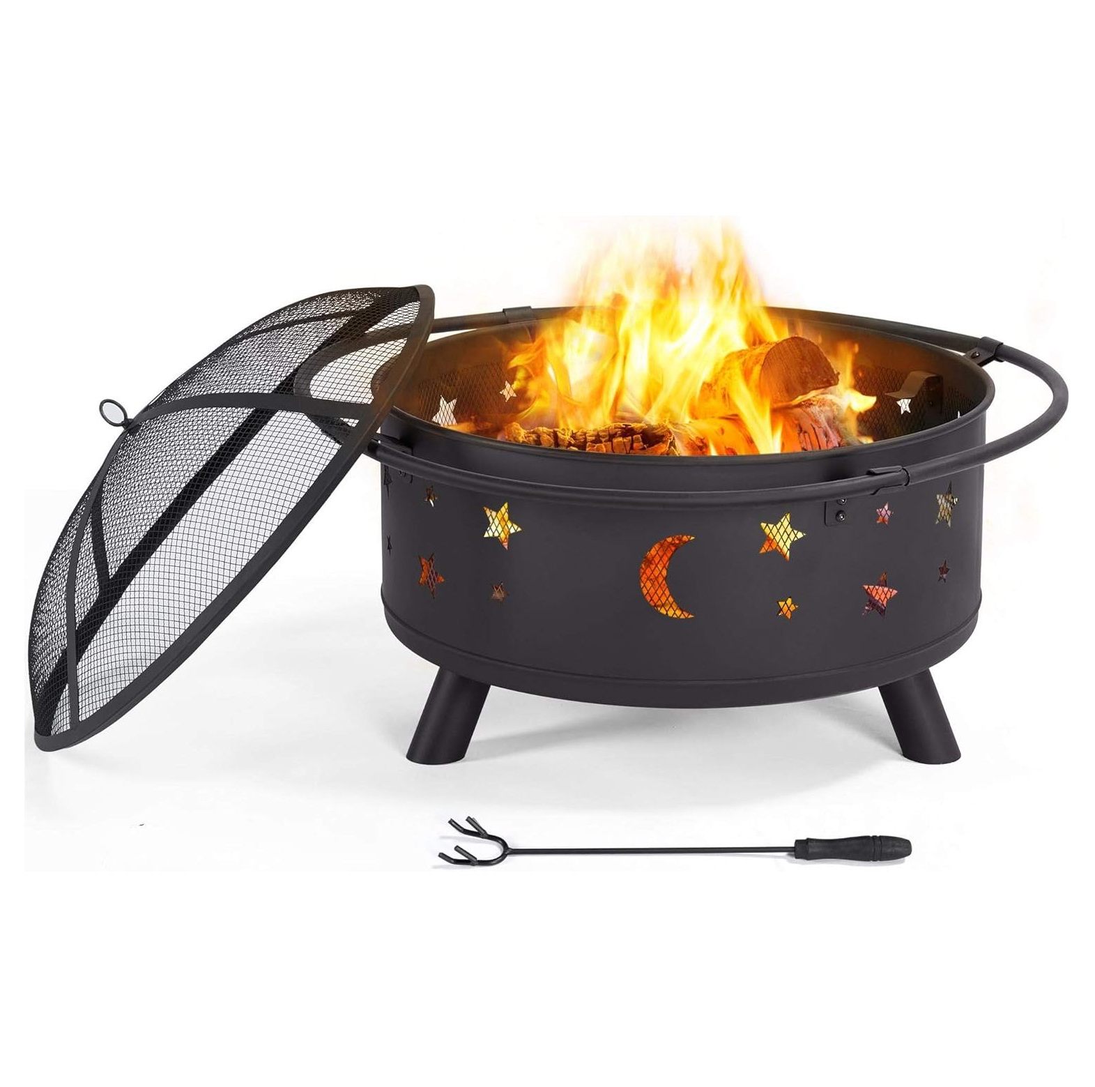 CintBllTer 30 Inch Backyard Iron Brazier Wood Burning Coal with Sky ...