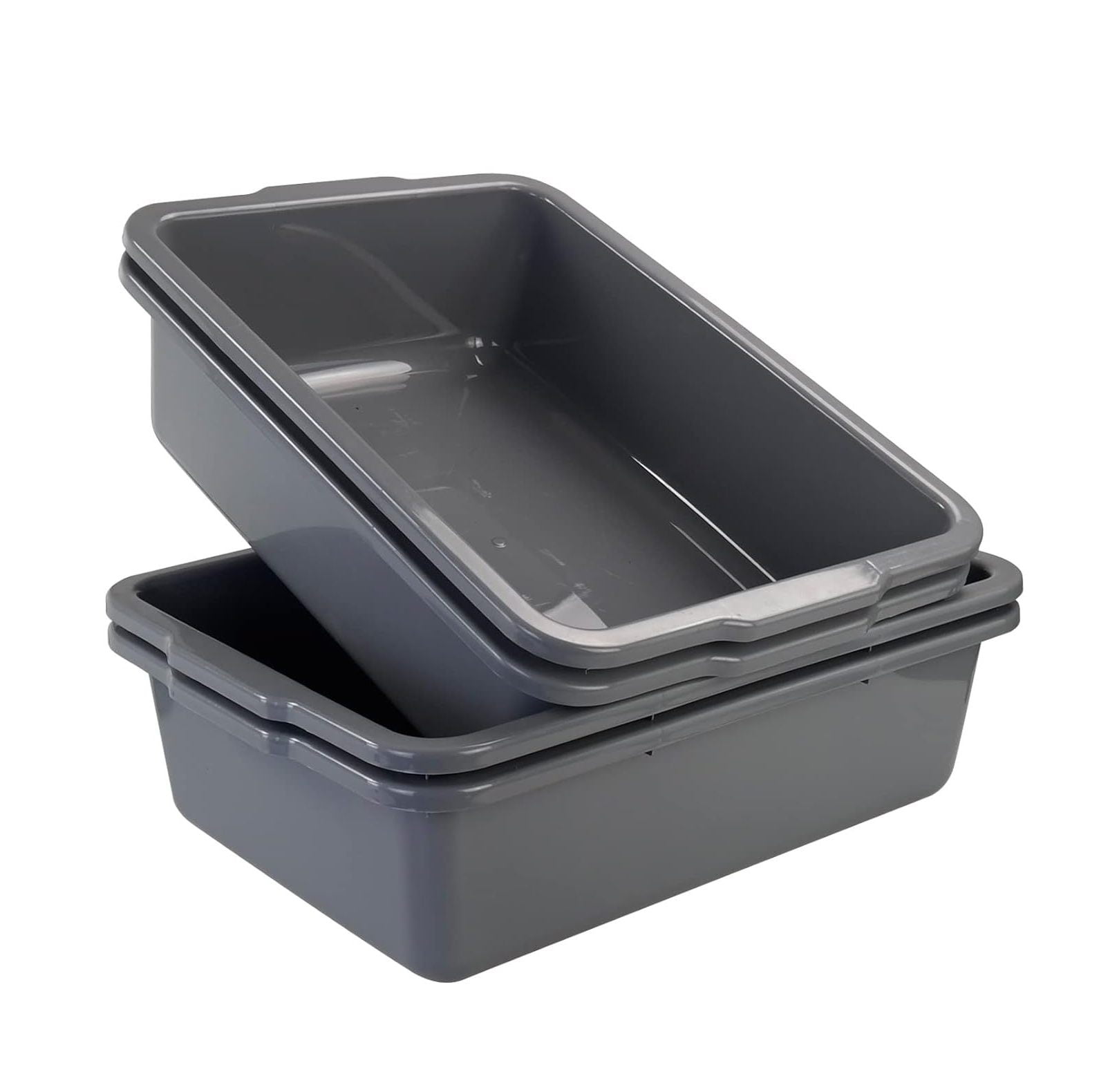 35 Quart Bus Tubs, Plastic Bus Box Dish Pan Basin, Gray, 4 Packs ...