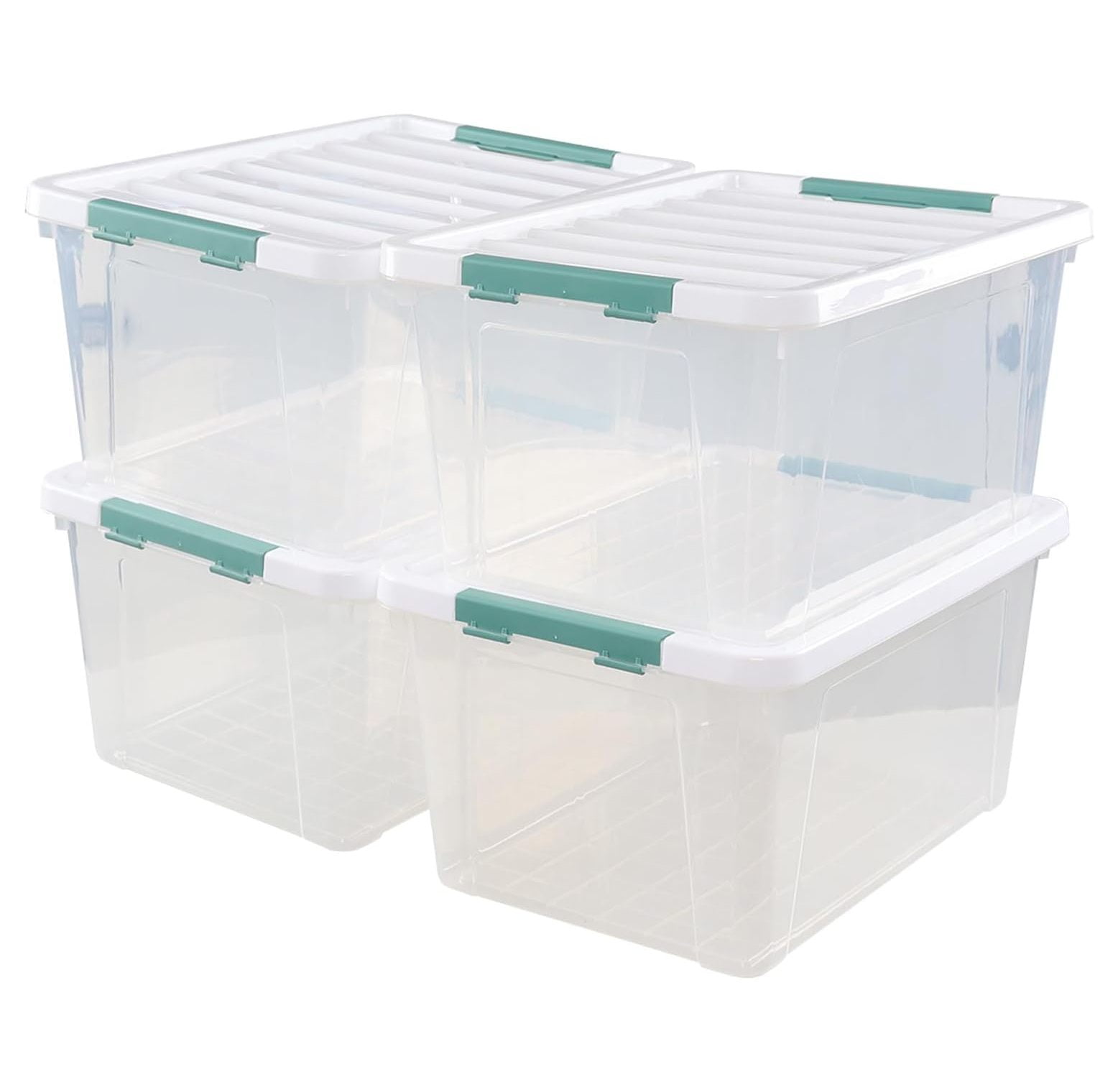 CintBllTer 4 Pack Large Storage Box with Lid, 35 Qt Plastic Latching ...