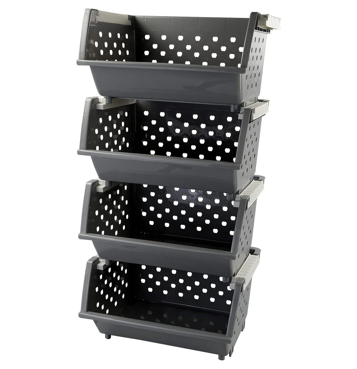 CintBllTer 4-Pack Plastic Stacking Storage Basket, Stackable Organizer ...