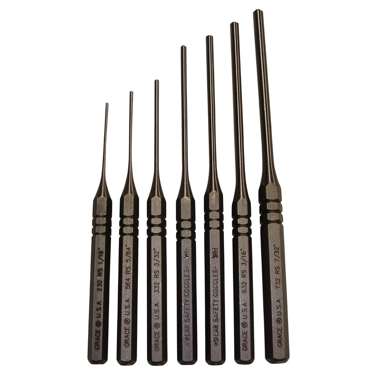CintBllTer 7 Piece Steel Roll Spring Punch Set, Drive Pins In or Out, Ideal for Gunsmiths, Heat ...