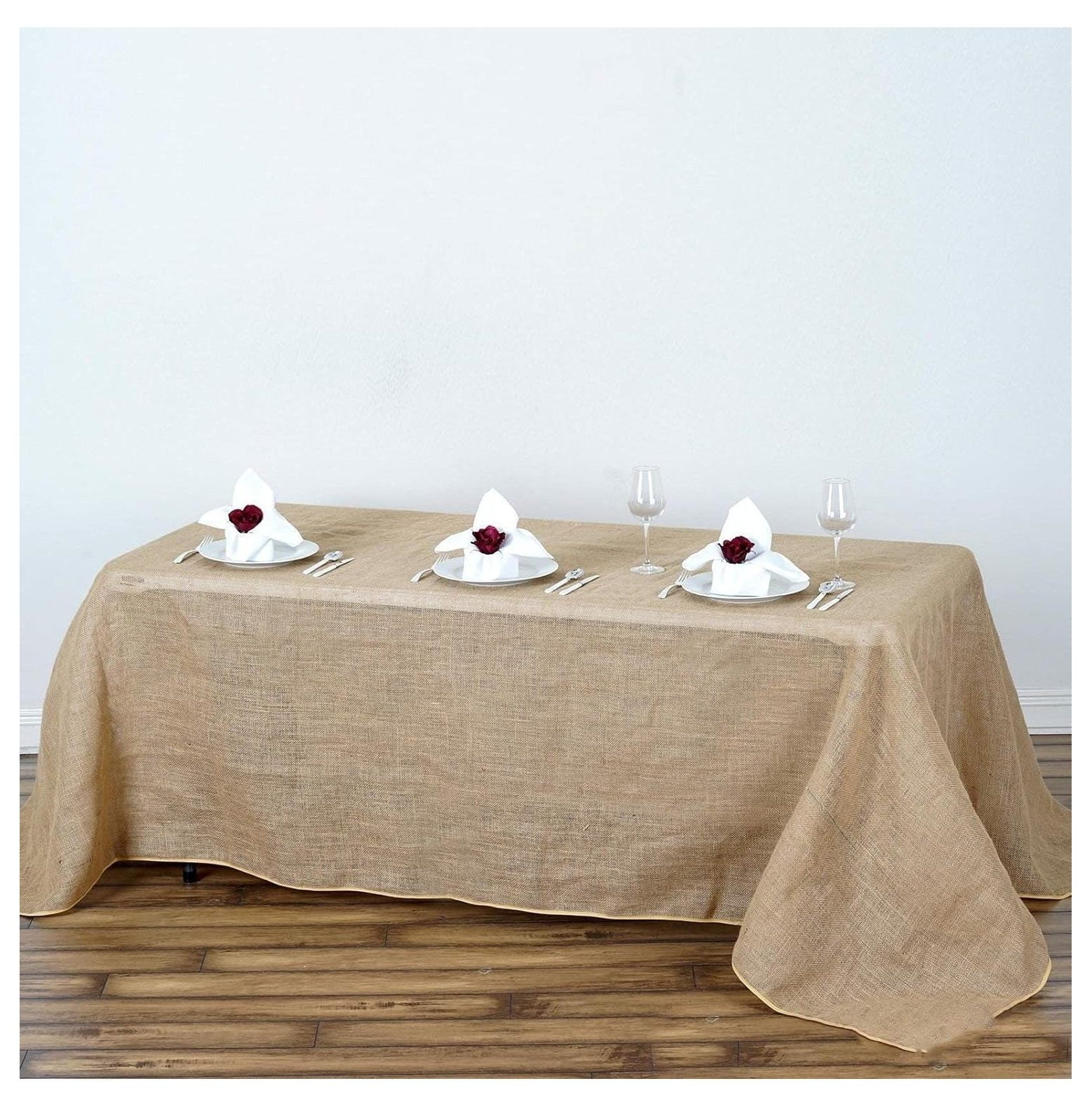 CintBllTer 90-Inch x 132-Inch Natural Brown Burlap Jute Rustic ...