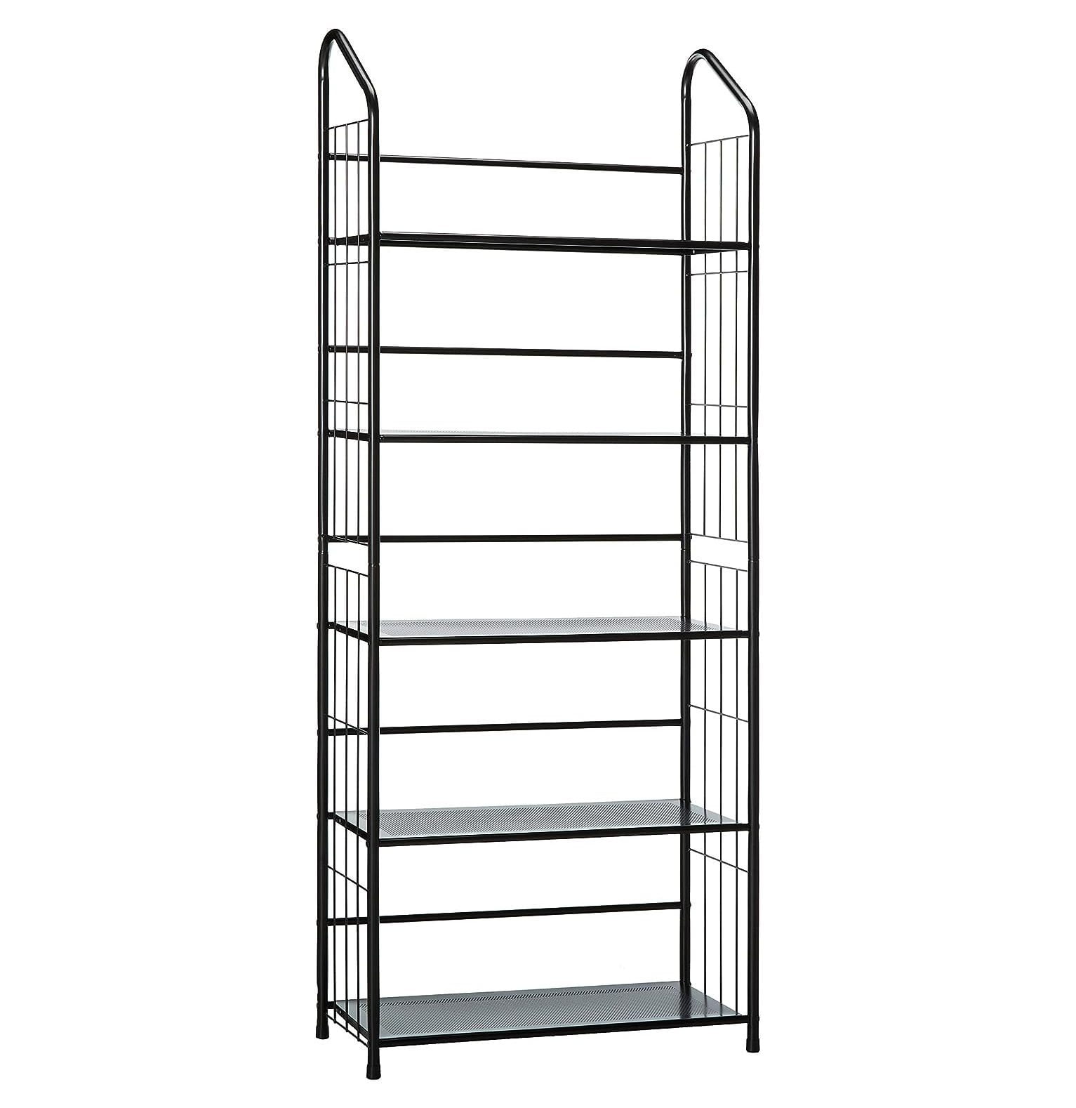 CintBllTer Black 5 Tier Metal Bookshelf Rack, - Walmart.com