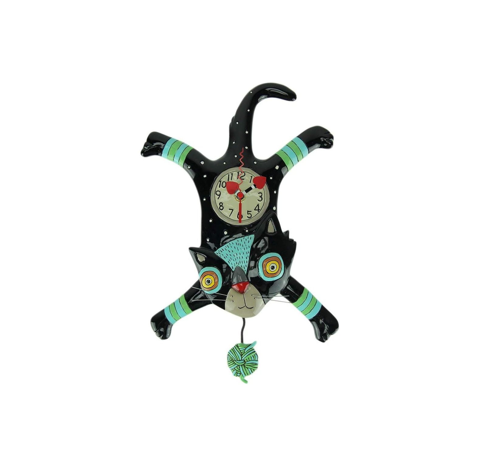 CintBllTer Craft Attack Cat Whimsical Kitten Yarn Pendulum Wall Clock ...