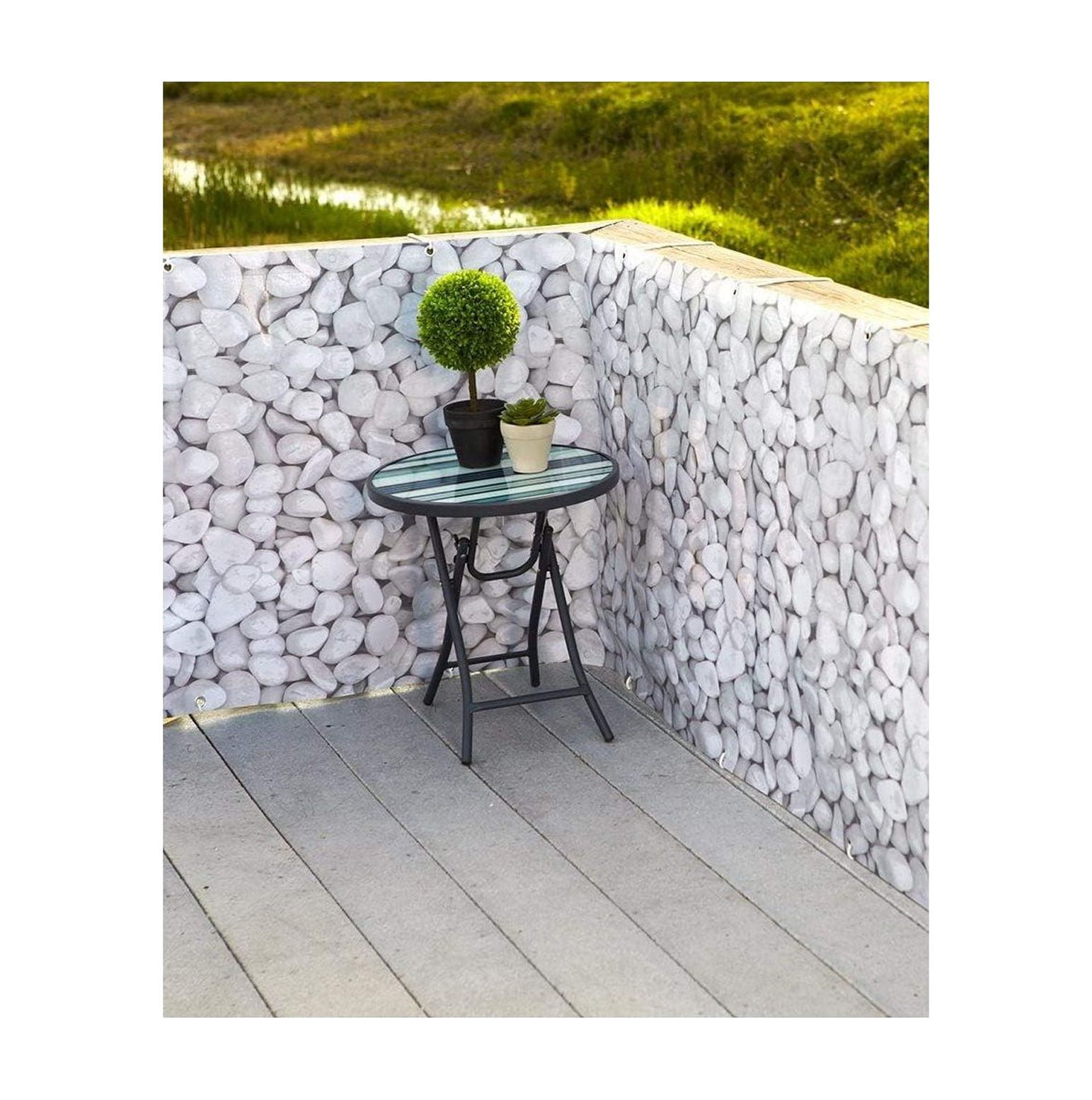 CintBllTer Decorative 15ft. Pebble Design Deck and Fence Privacy Screen ...