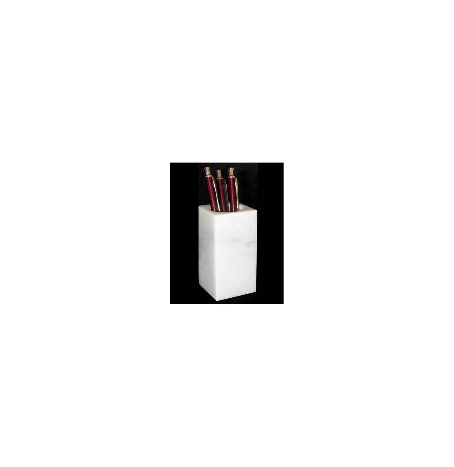 CintBllTer Decorative White Marble Pencil Holder, Stone Pen Cup for ...