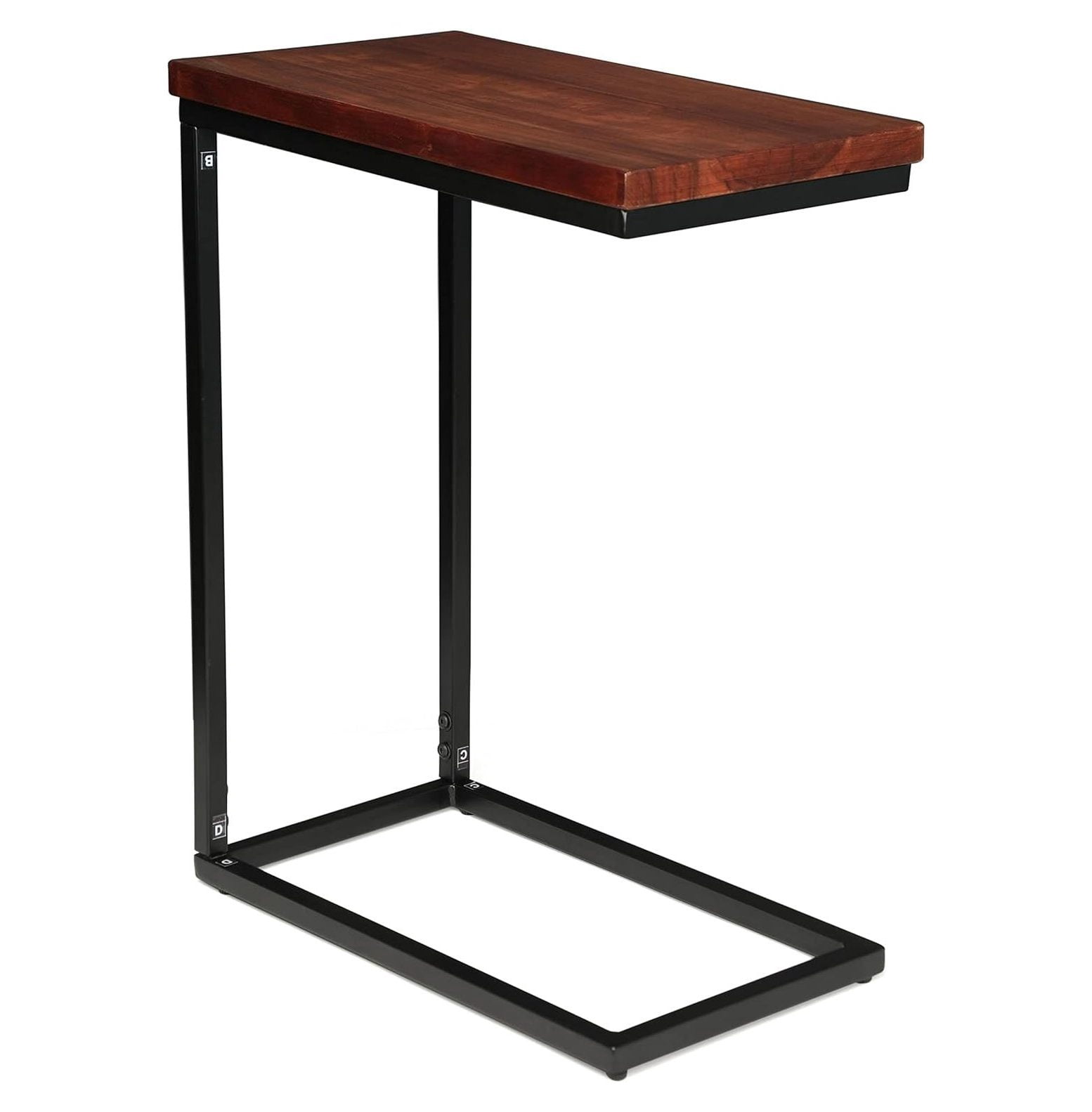 CintBllTer Espresso Wood TV Tray C Shaped Side Table - 26" High End ...