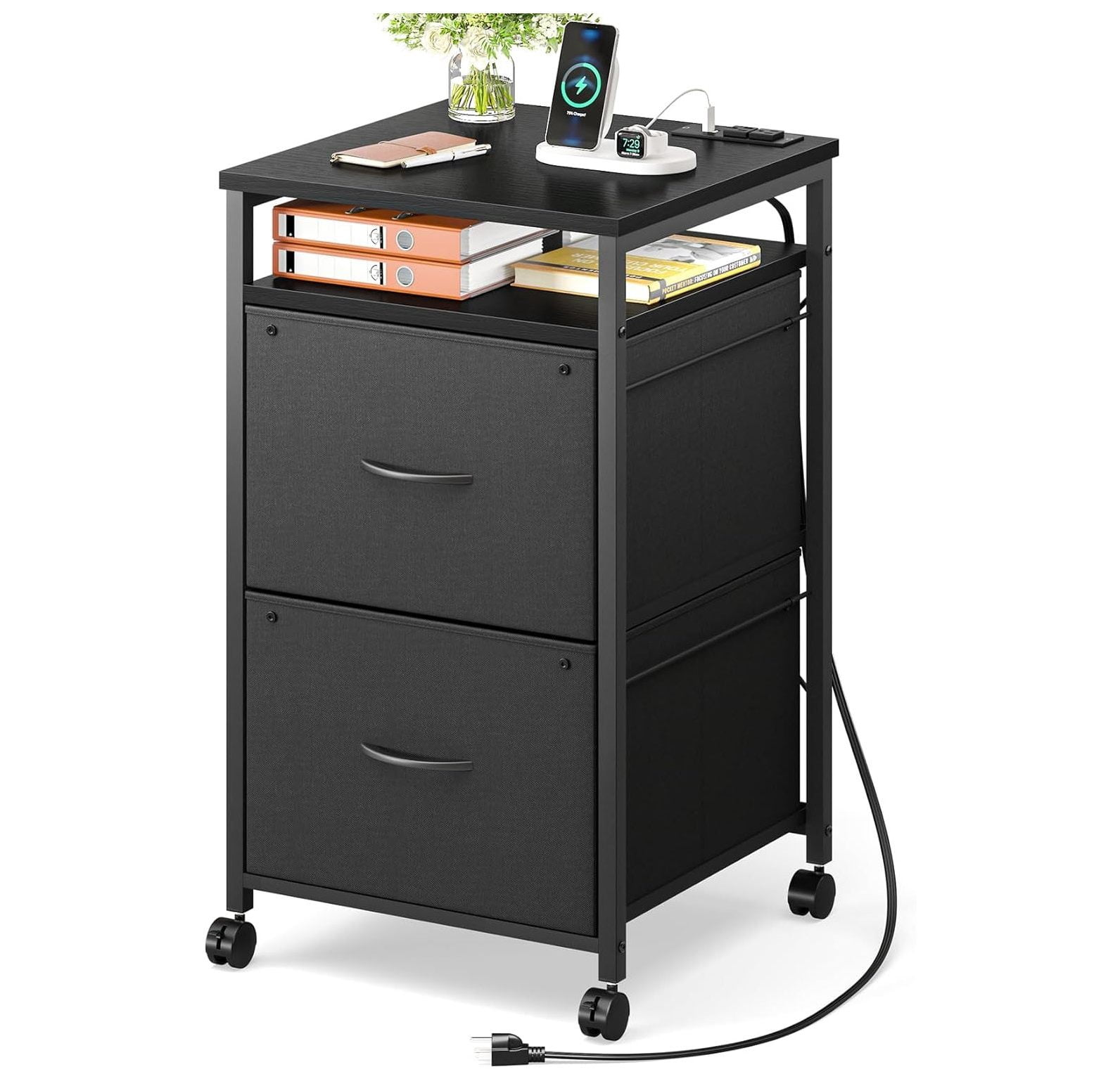 CintBllTer File Cabinet, Fabric Filing Cabinet with Socket & USB ...