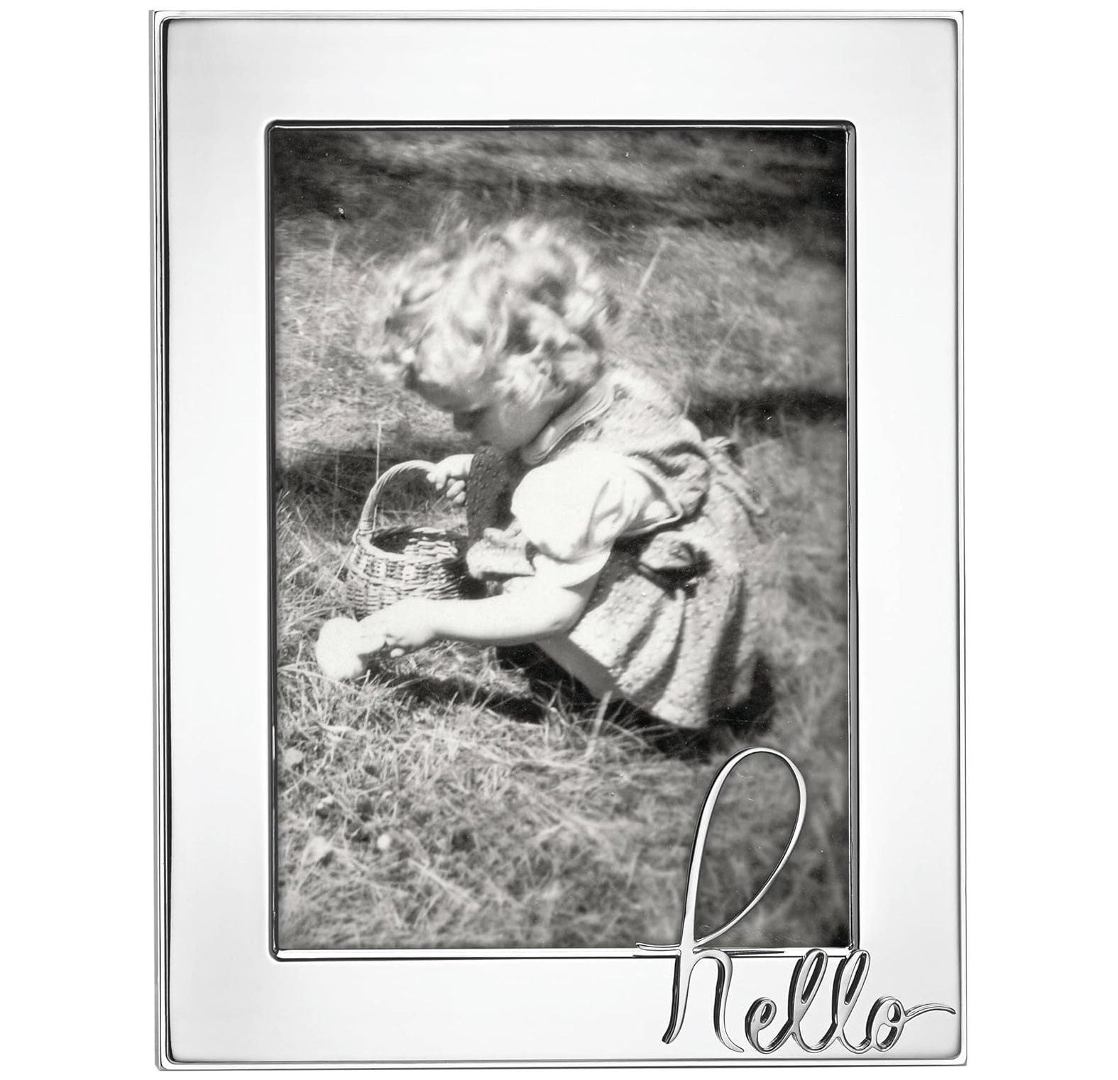 CintBllTer In A Word Hello 5x7" Picture Frame, Silver-Plated Metal ...