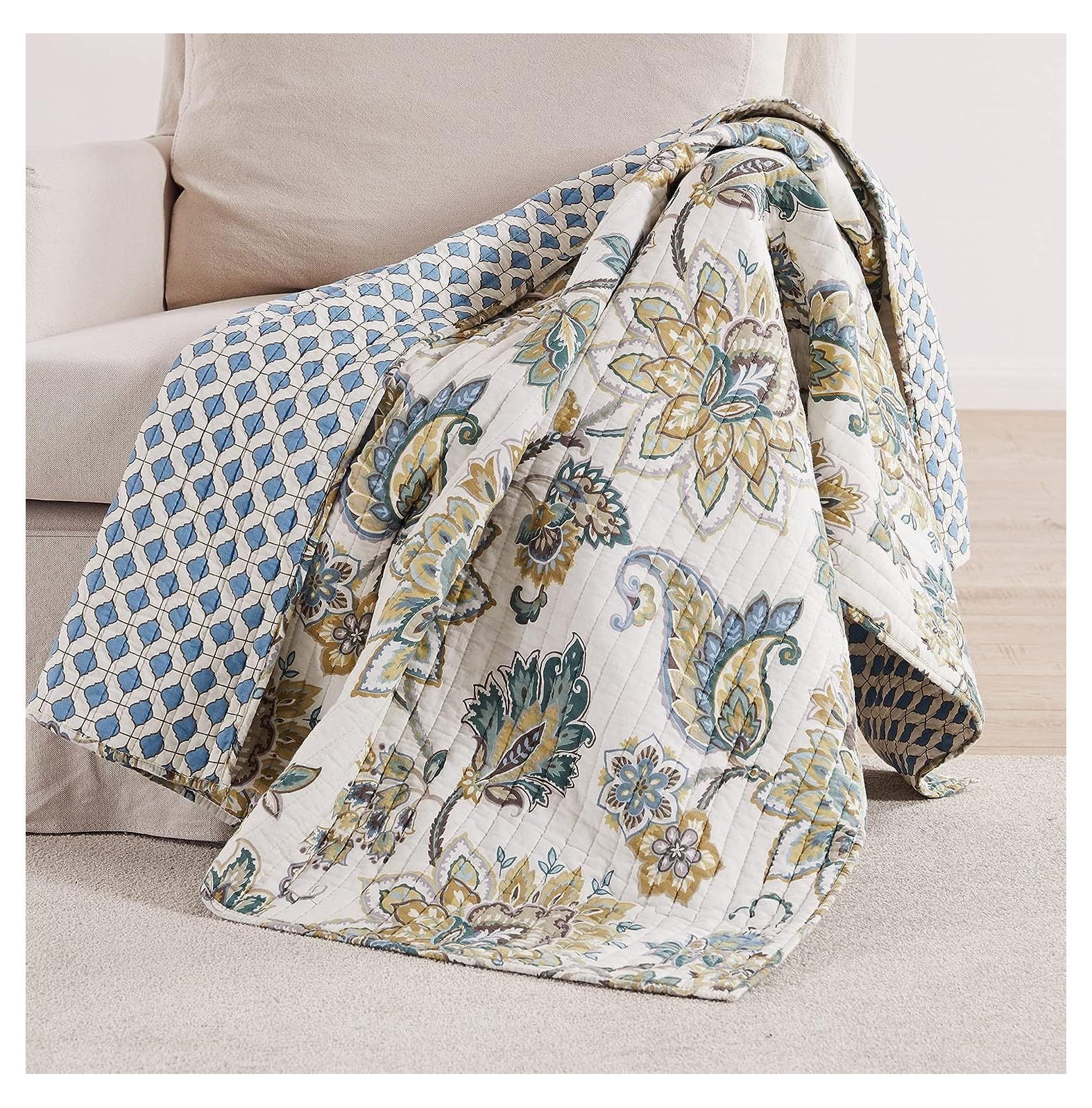 CintBllTer Palladium Grey Quilted Throw, Cotton, Gray, Floral - Walmart.com