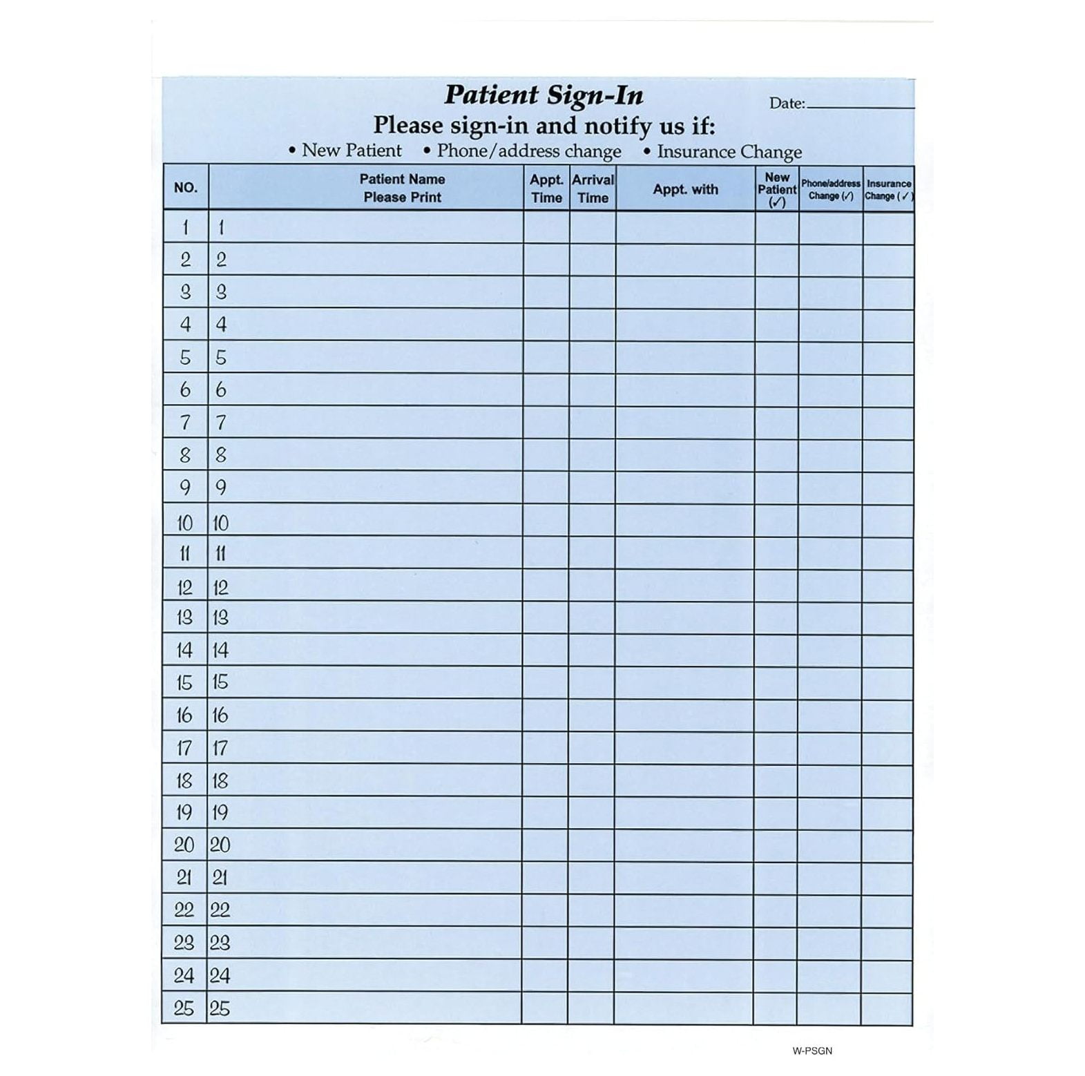 CintBllTer Patient Sign-in Label Sheets, Blue 125 Sheets Carbonless ...