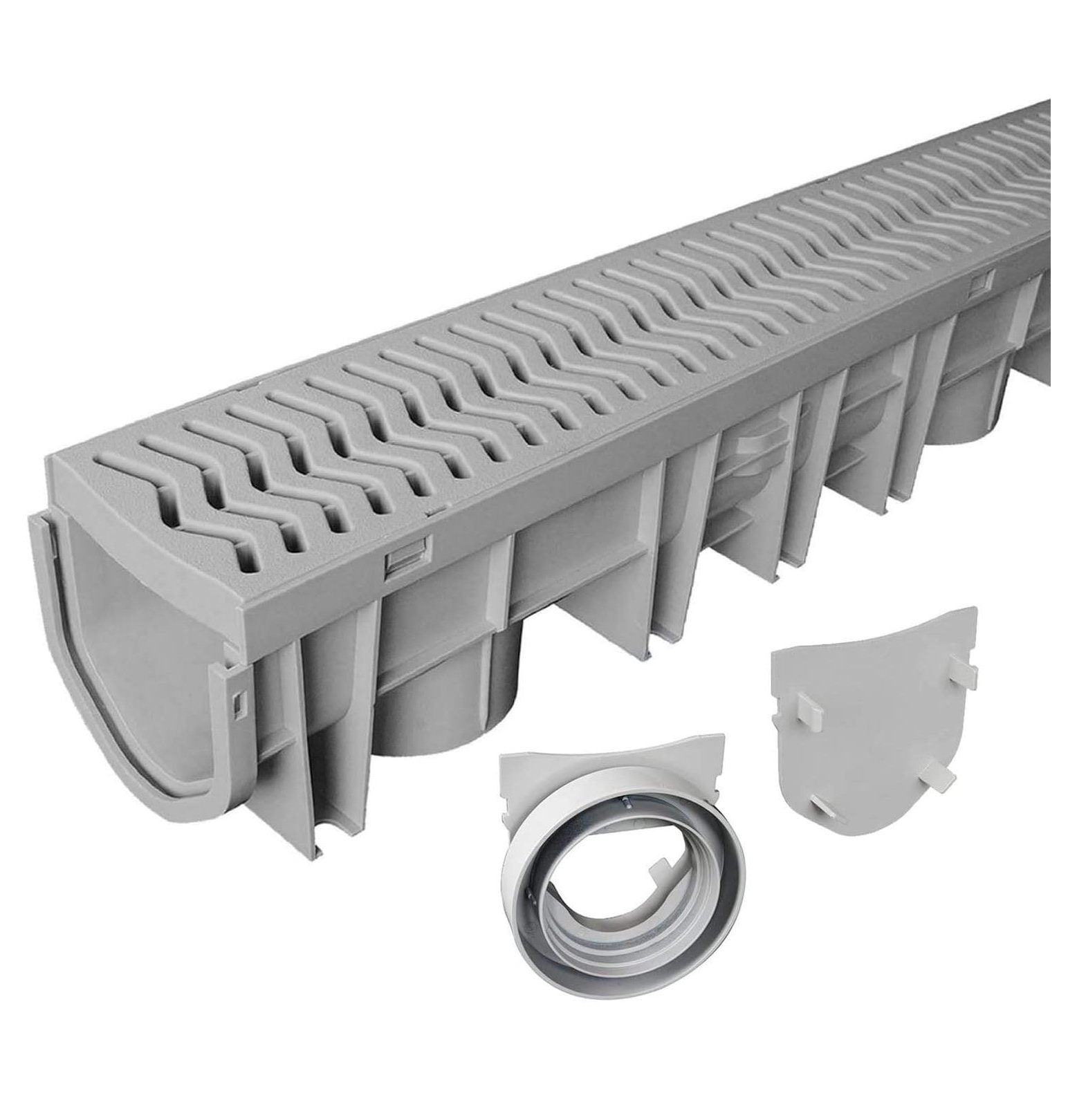 CintBllTer Channel Drain System Kit, Plastic Grate, Trench for ...