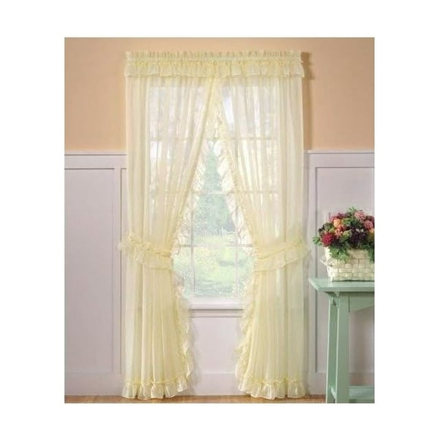 CintBllTer SHEER Priscilla Curtain 60'' x 63'' long - Color : White ...
