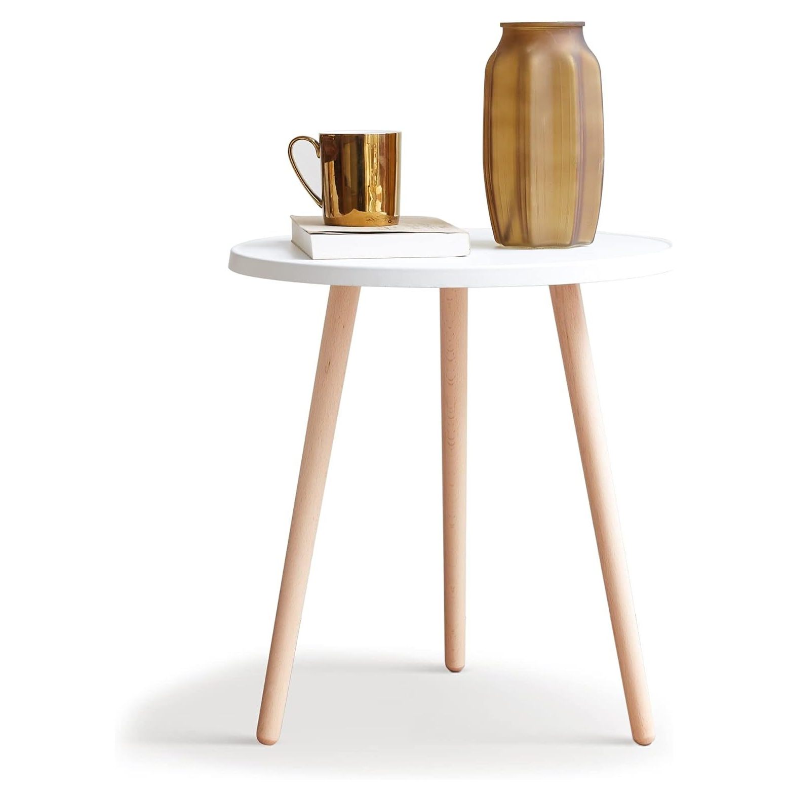 CintBllTer Small Side Table with Solid Beech Wood Legs, Modern End ...