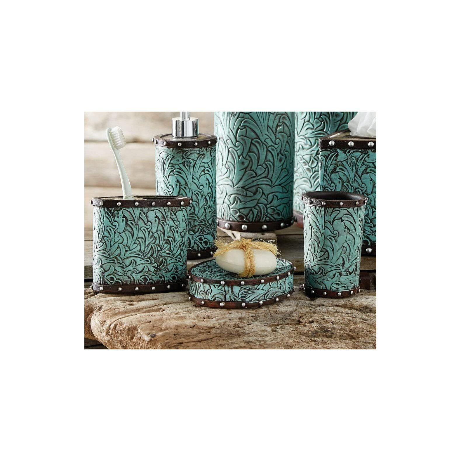 CintBllTer Tooled Turquoise Flowers Bath Set (3 pcs) - Walmart.com