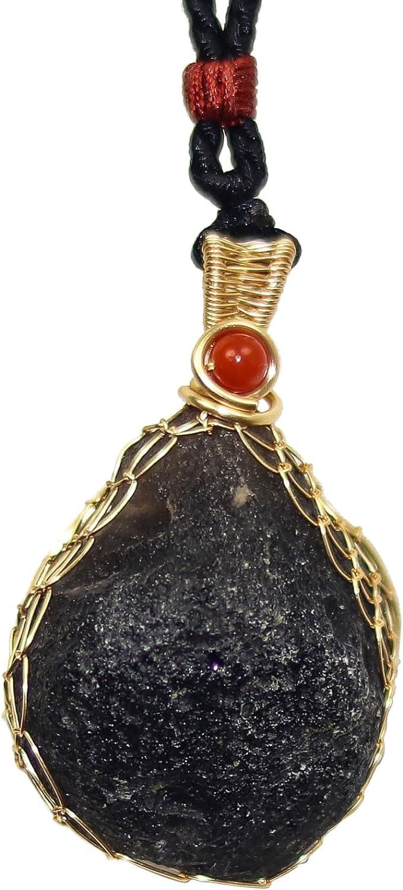 Cintamani Saffordite Stone 14K Gold Plated Necklace,Obsidian Tektites ...