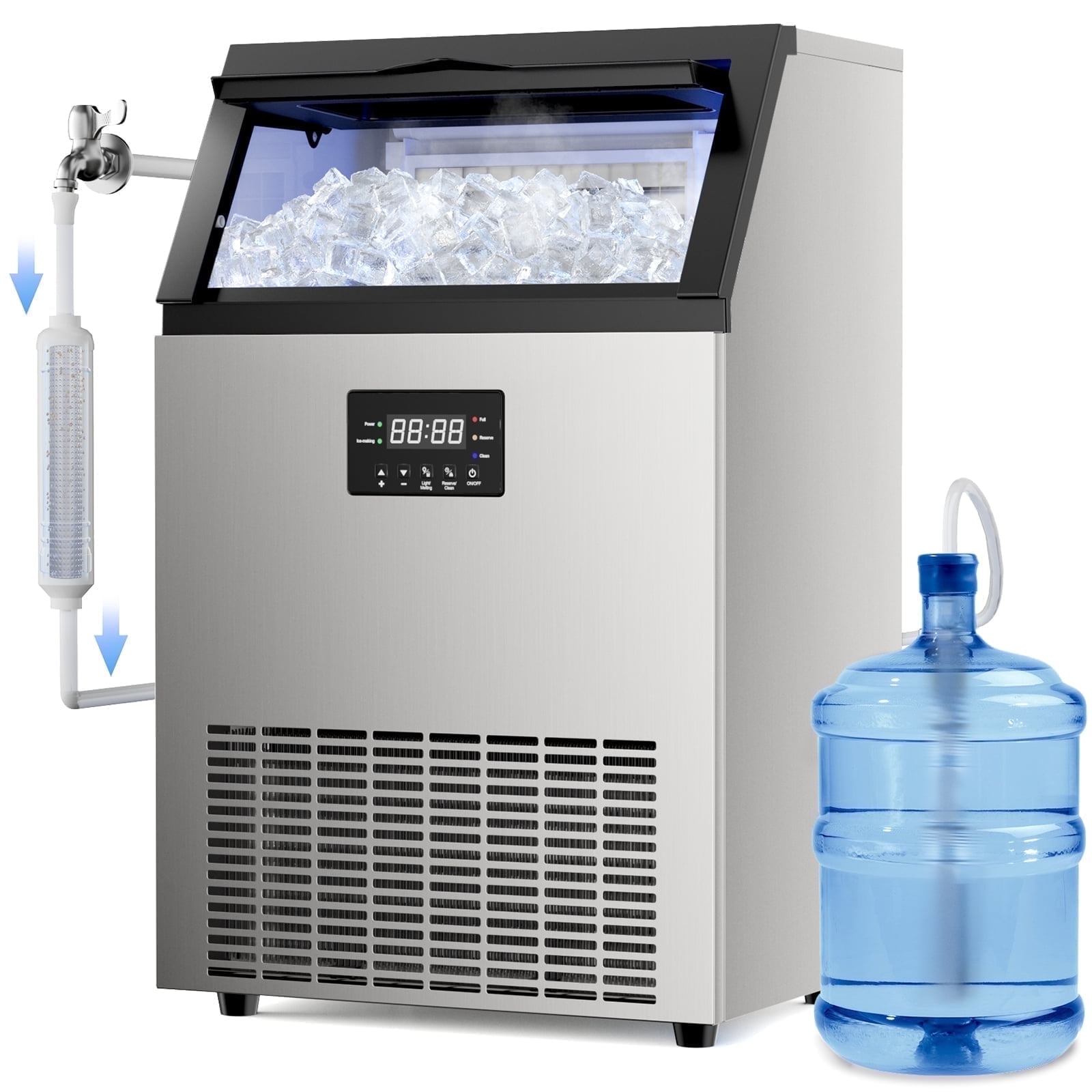 Ecojoy Commercial Ice Maker, 200Lbs/24H Under Counter Ice Machine, 400W ...