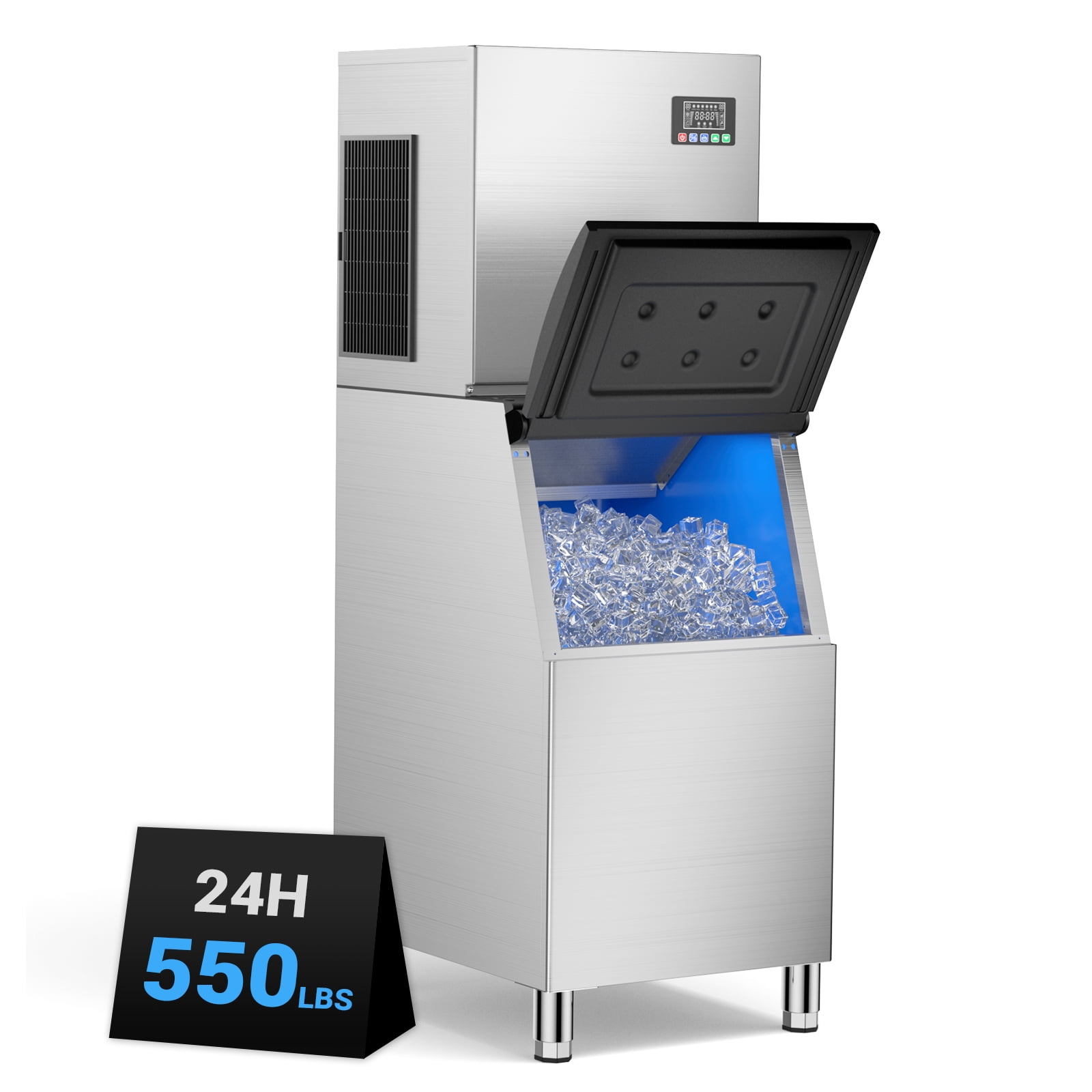 Cintva Commercial Ice Maker 550 Lbs/24H, 400 Lbs Large Storage Air ...