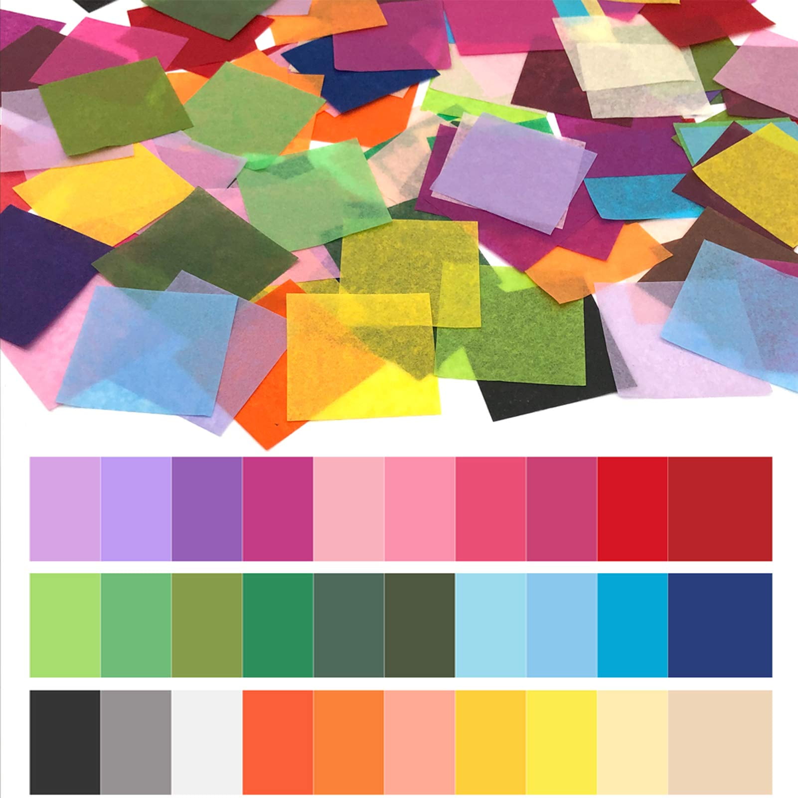 Cinvo 3600 Pcs Tissue HMF23 Paper Squares 1.2 Inch x 1.2 inch Rainbow ...