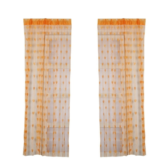 Cinvoph 1pcs Embroidered Curtains Semi Sheer Drapes Decorative Heart ...