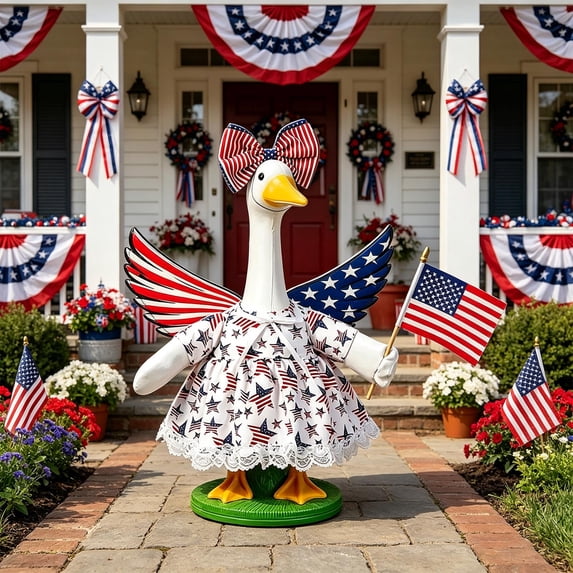 Cinvoph 4th of July Porch Goose Outfit, Patriotic Red White Blue ...